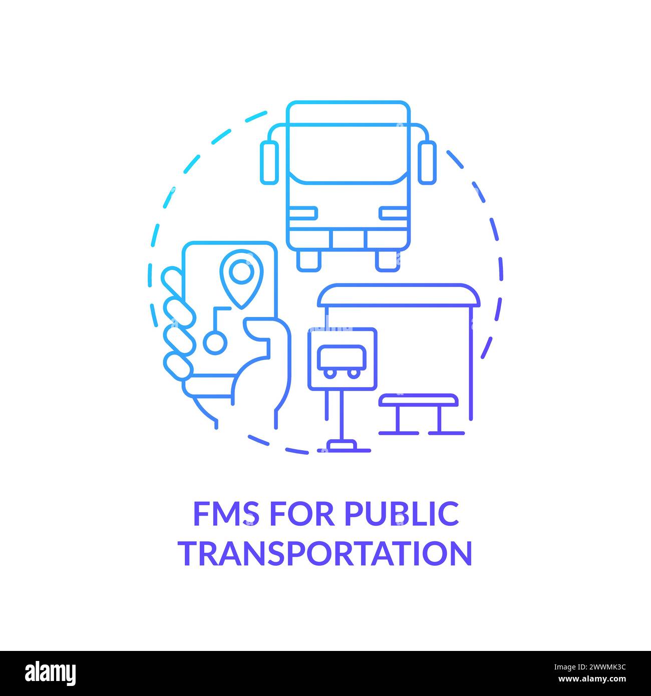 FMS for public transportation blue gradient concept icon Stock Vector ...