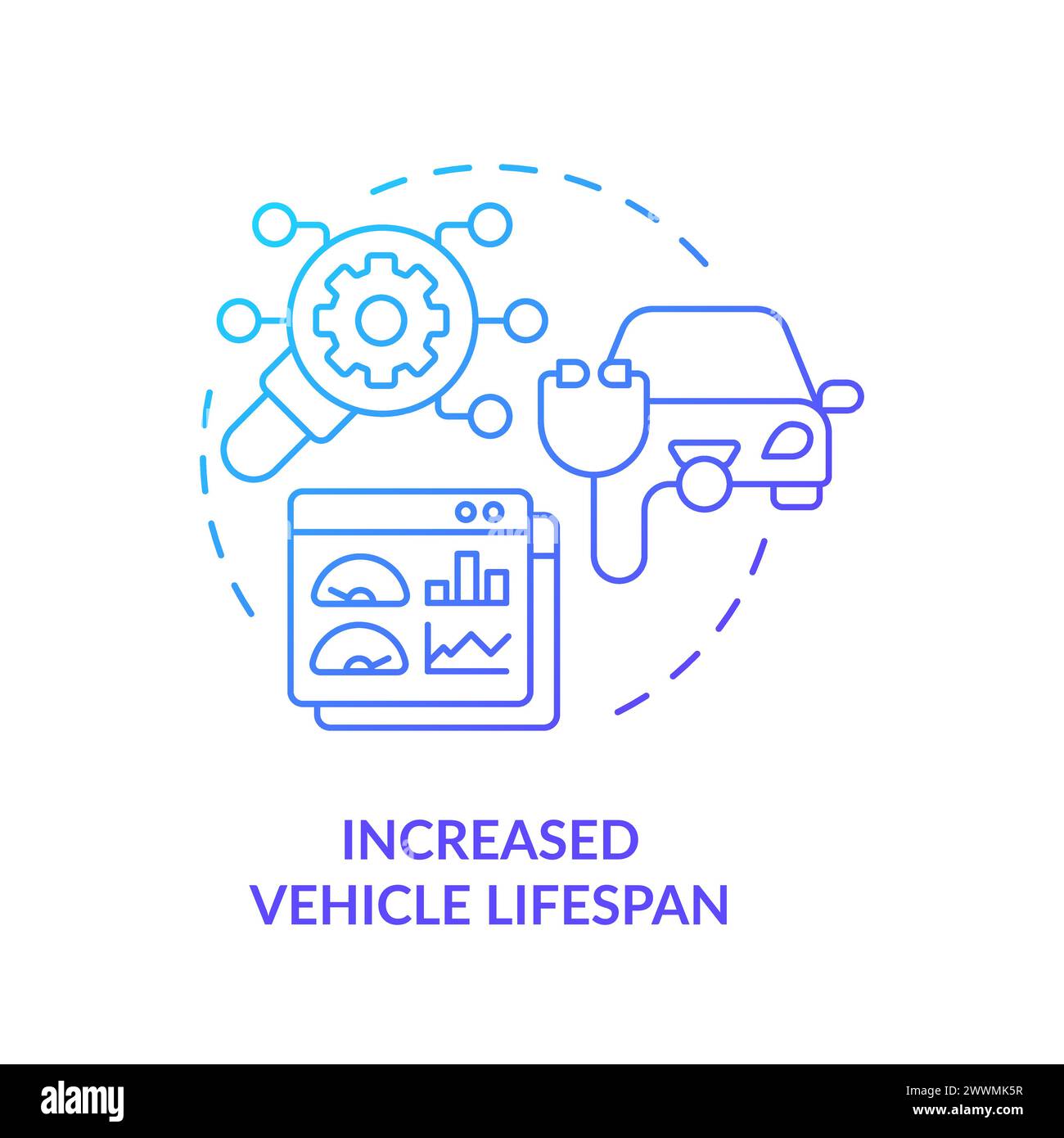 Vehicle increased lifespan blue gradient concept icon Stock Vector ...