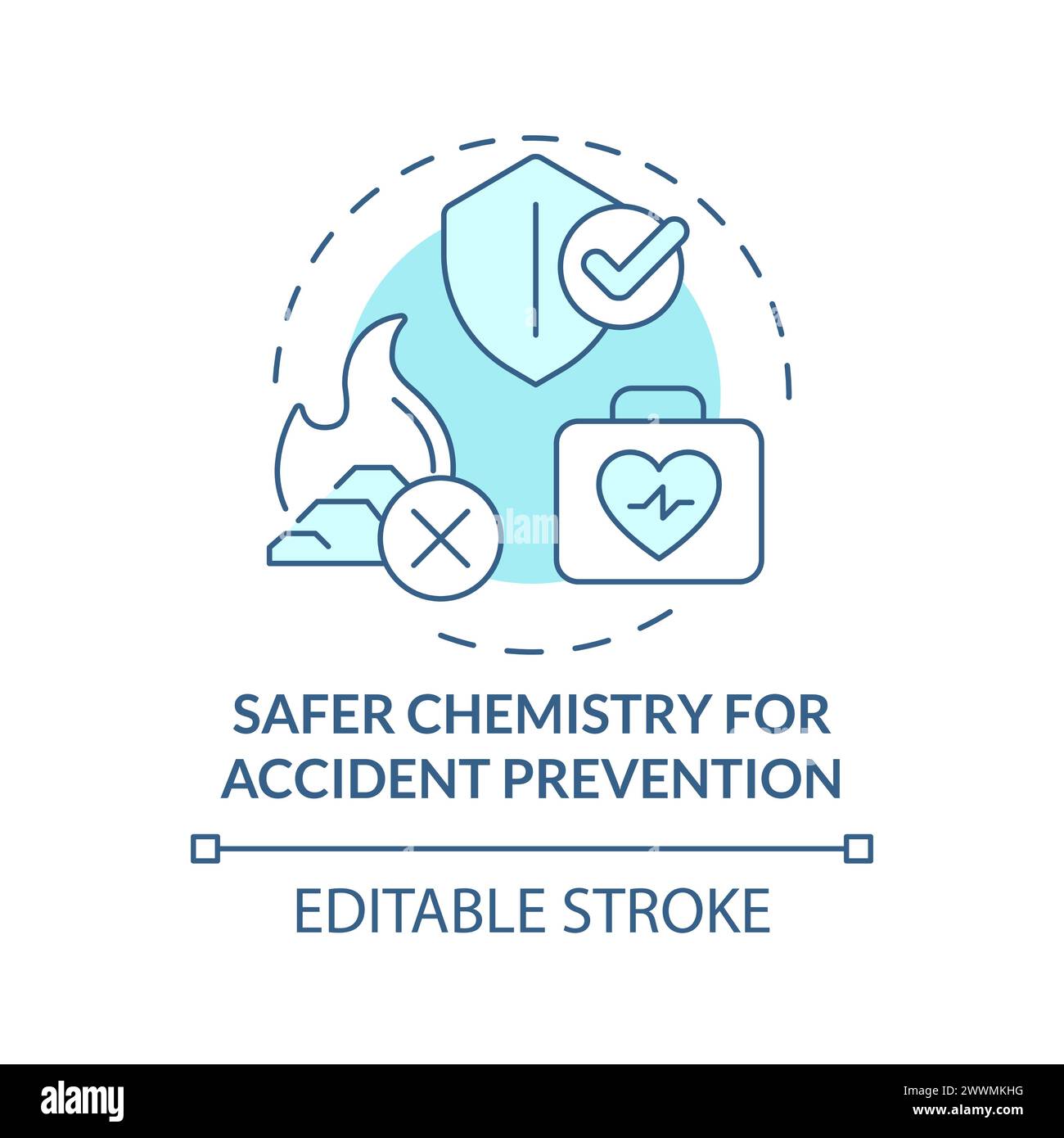 Accident prevention safer chemistry soft blue concept icon Stock Vector ...