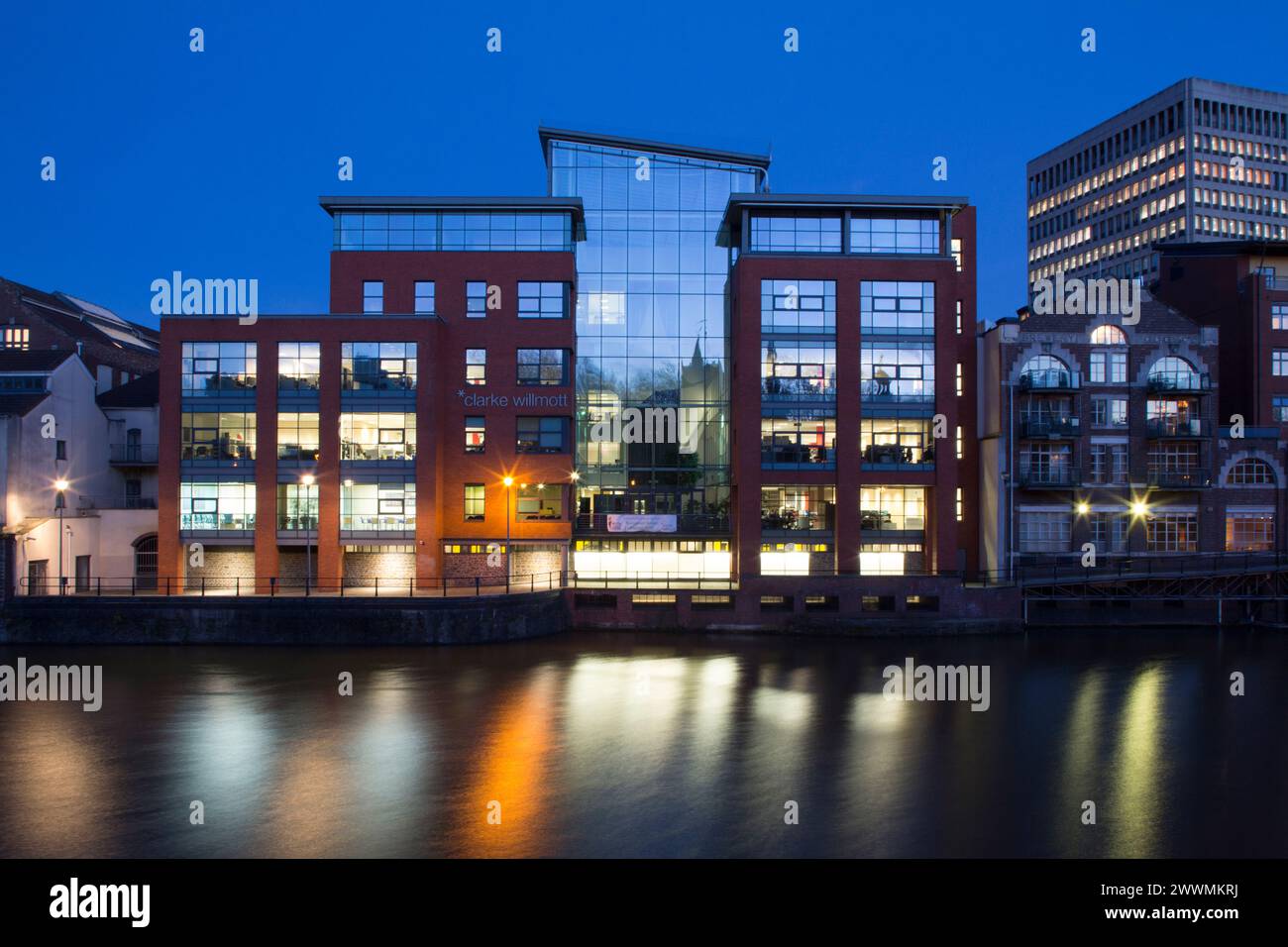 Harbourside dusk view of 1 Georges Square, Bristol Stock Photo - Alamy