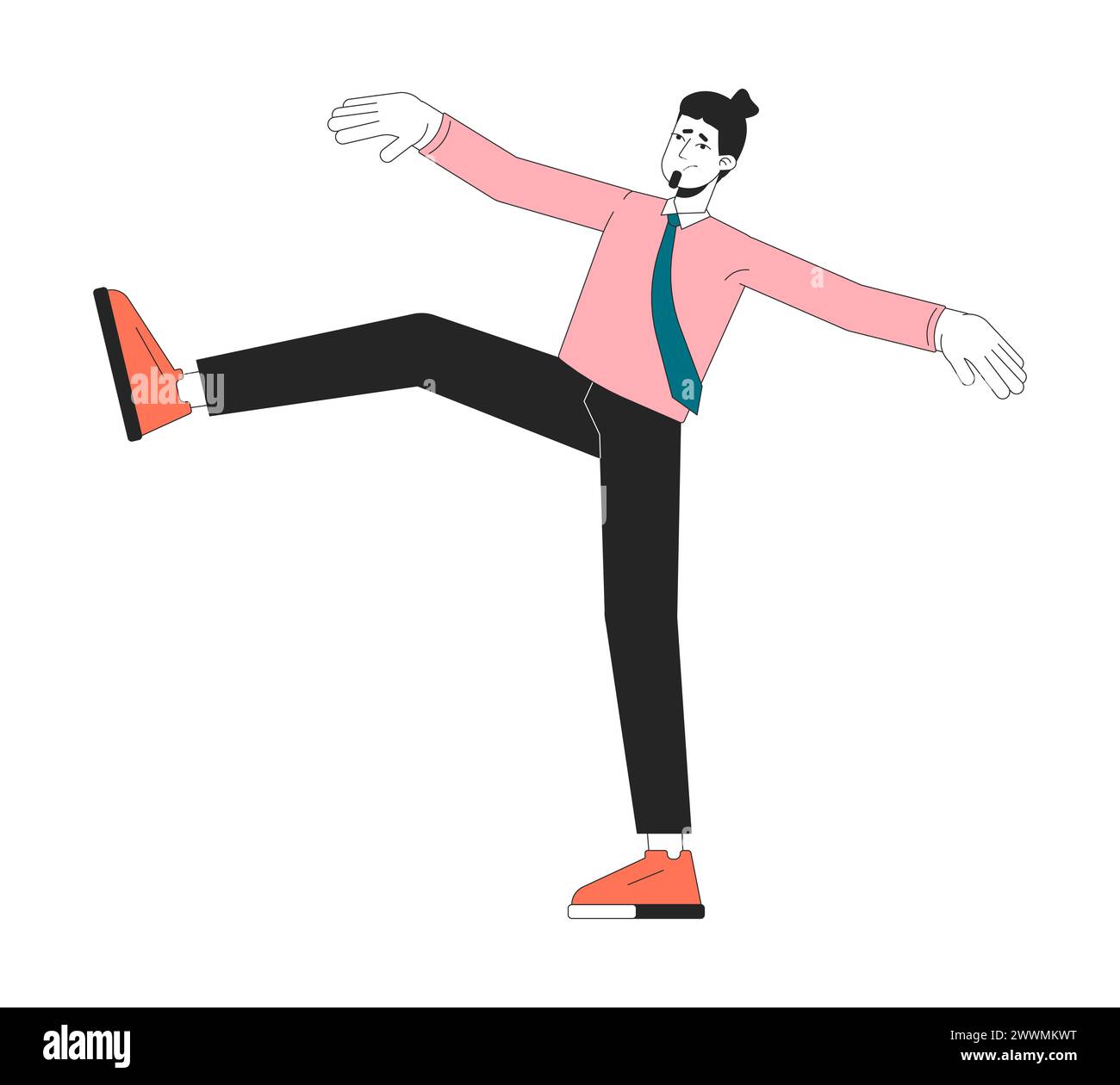 Balance losing male office worker 2D linear cartoon character Stock ...