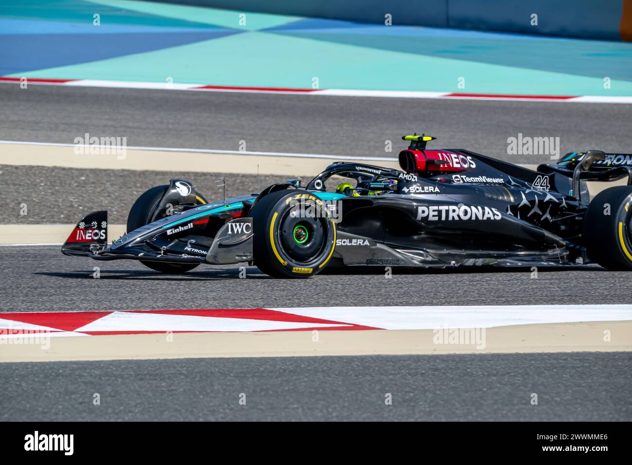 BAHRAIN INTERNATIONAL CIRCUIT, BAHRAIN - FEBRUARY 23: Lewis Hamilton ...