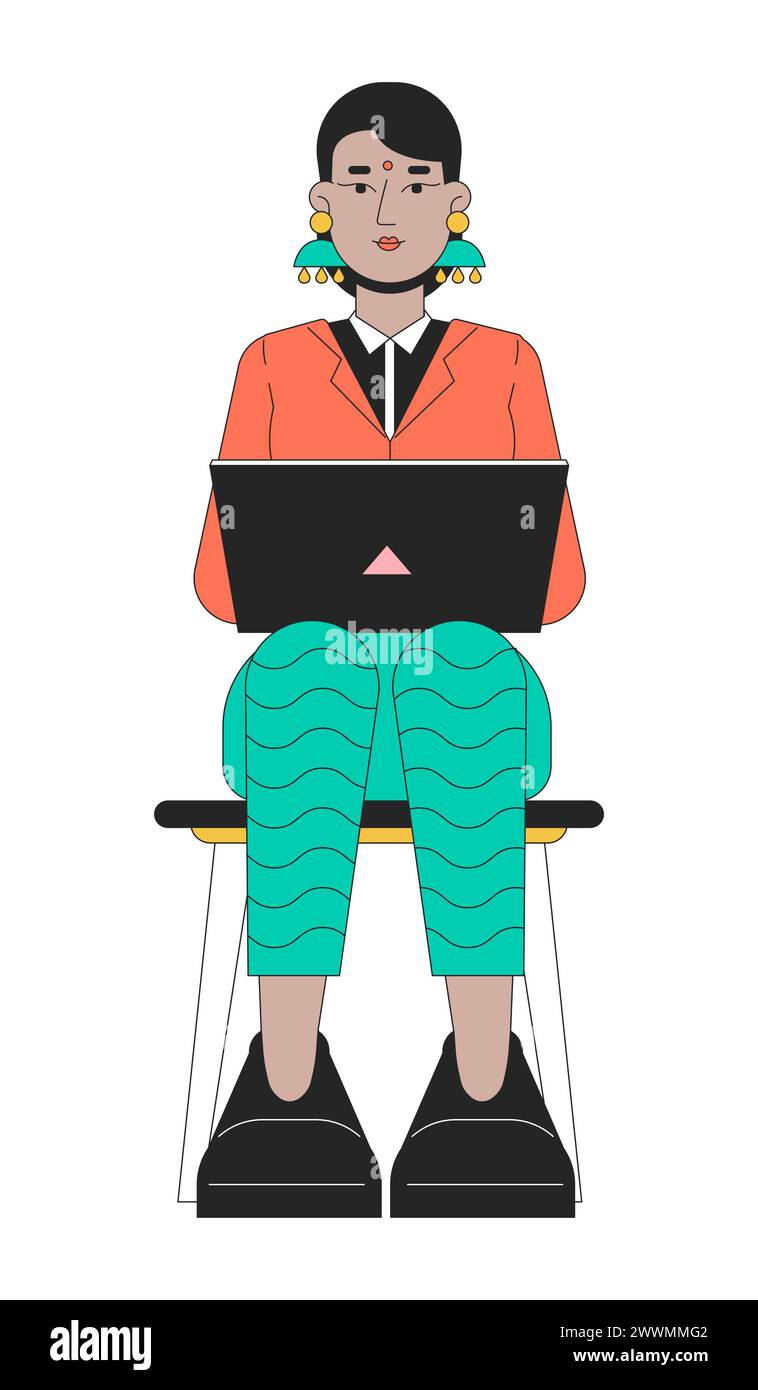 Indian woman job seeker 2D linear cartoon character Stock Vector Image ... Indian woman job seeker 2D linear cartoon character Stock Vector Image ...