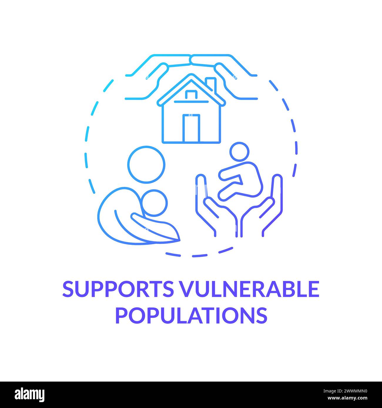 Support vulnerable populations blue gradient concept icon Stock Vector ...