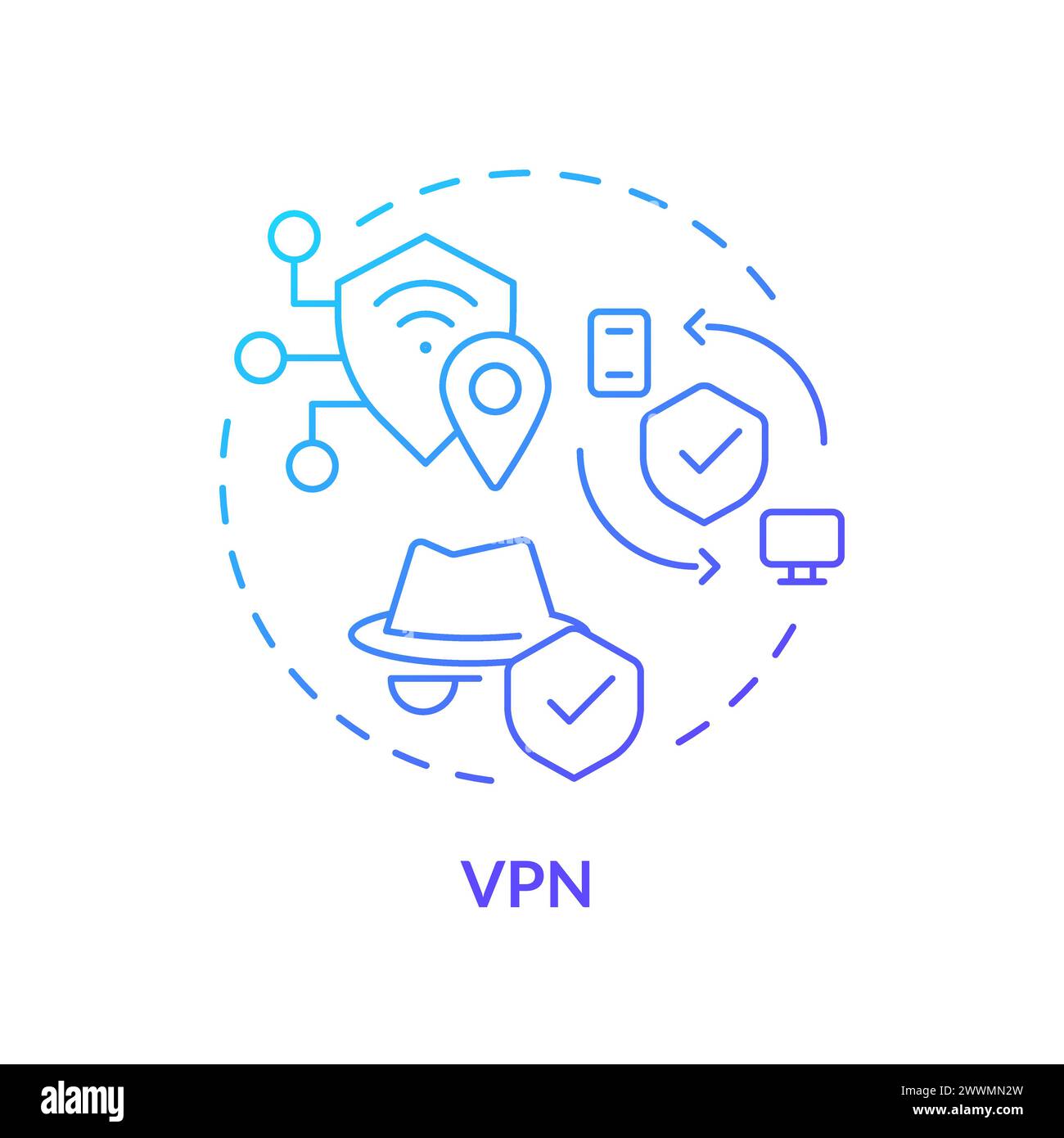 Vpn connection type blue gradient concept icon Stock Vector Image & Art ...