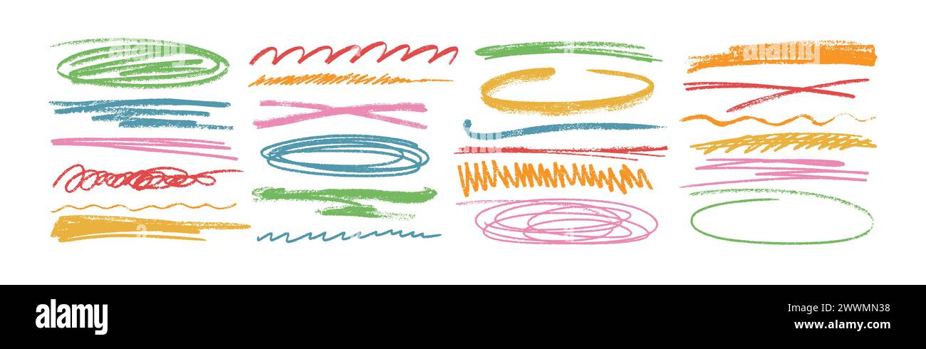 Colorful charcoal texture underline, squiggly lines, squiggles vector ...