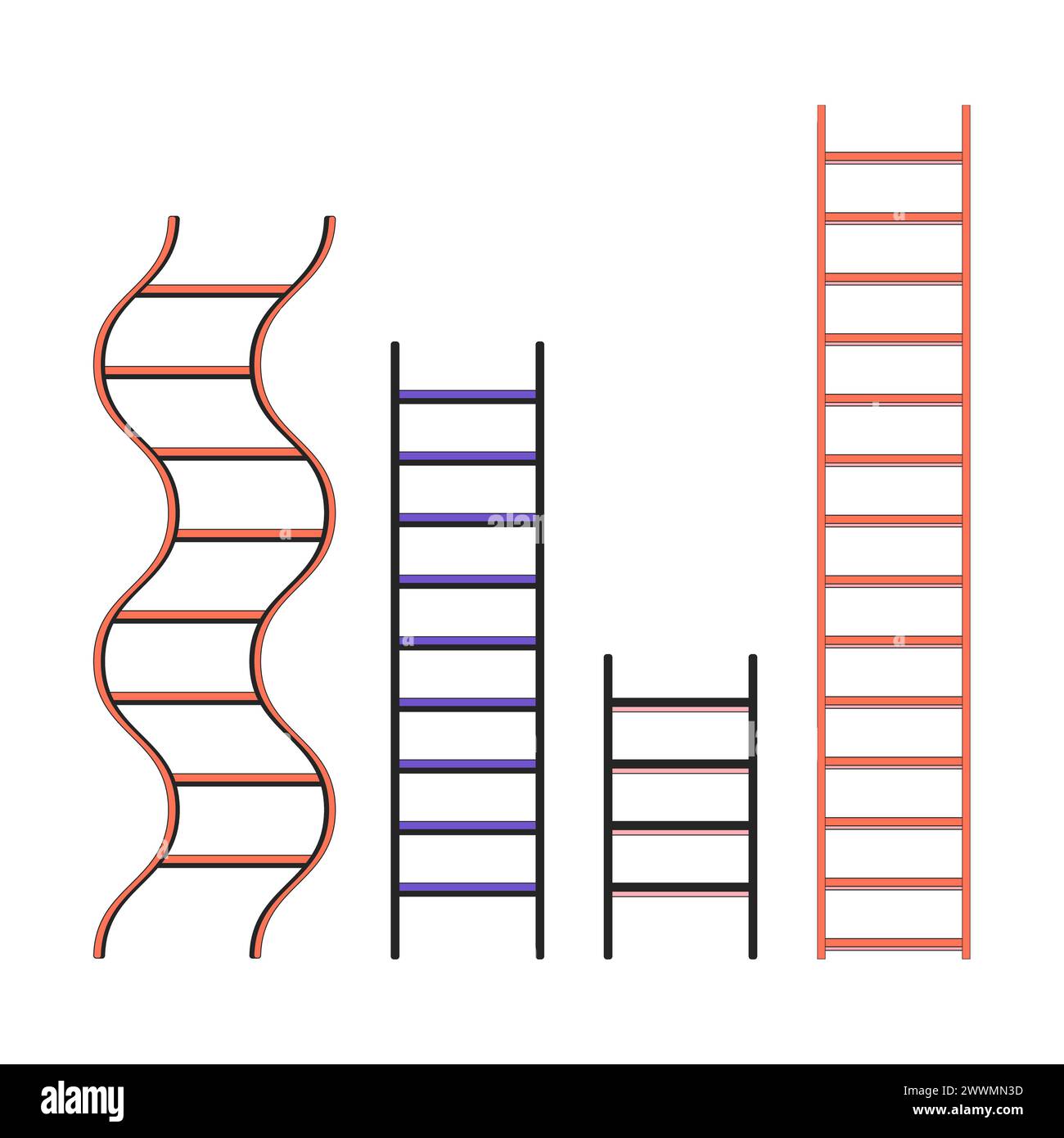 Different ladders rising up 2D linear cartoon object Stock Vector Image ...