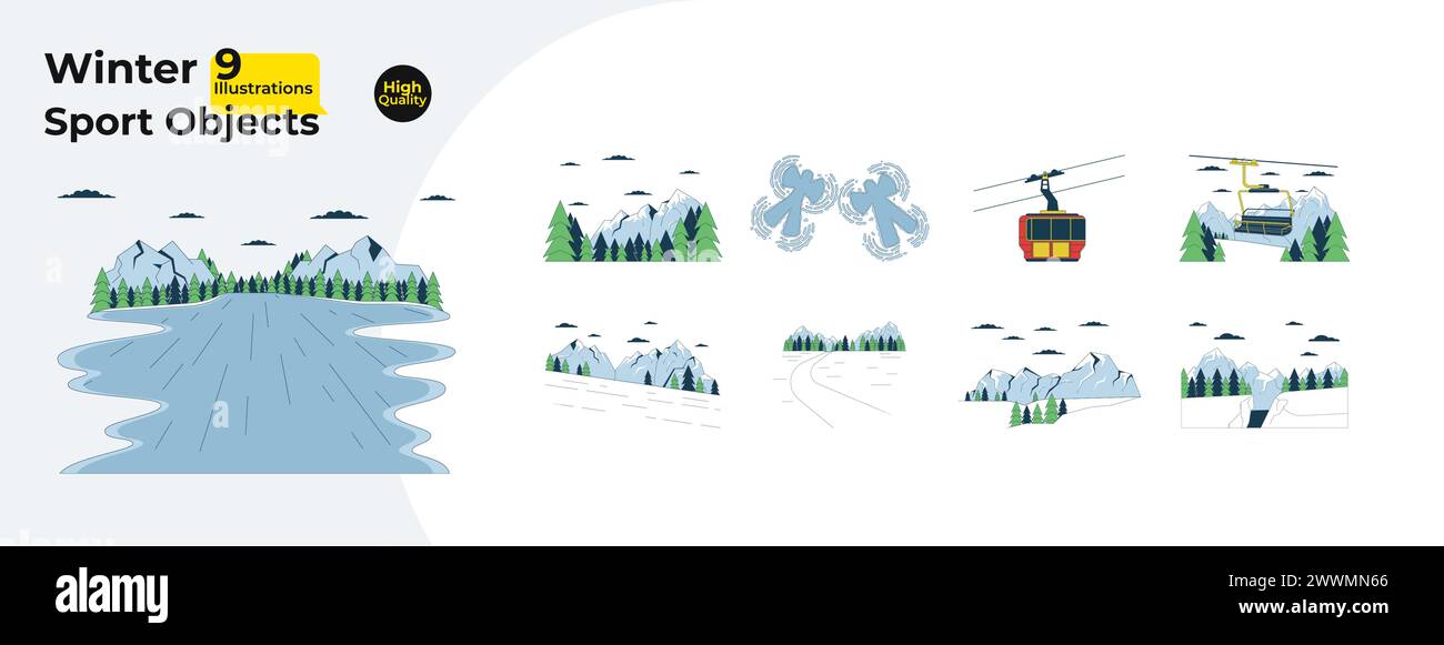 Resort winter season 2D linear cartoon objects bundle Stock Vector Image & Art - Alamy