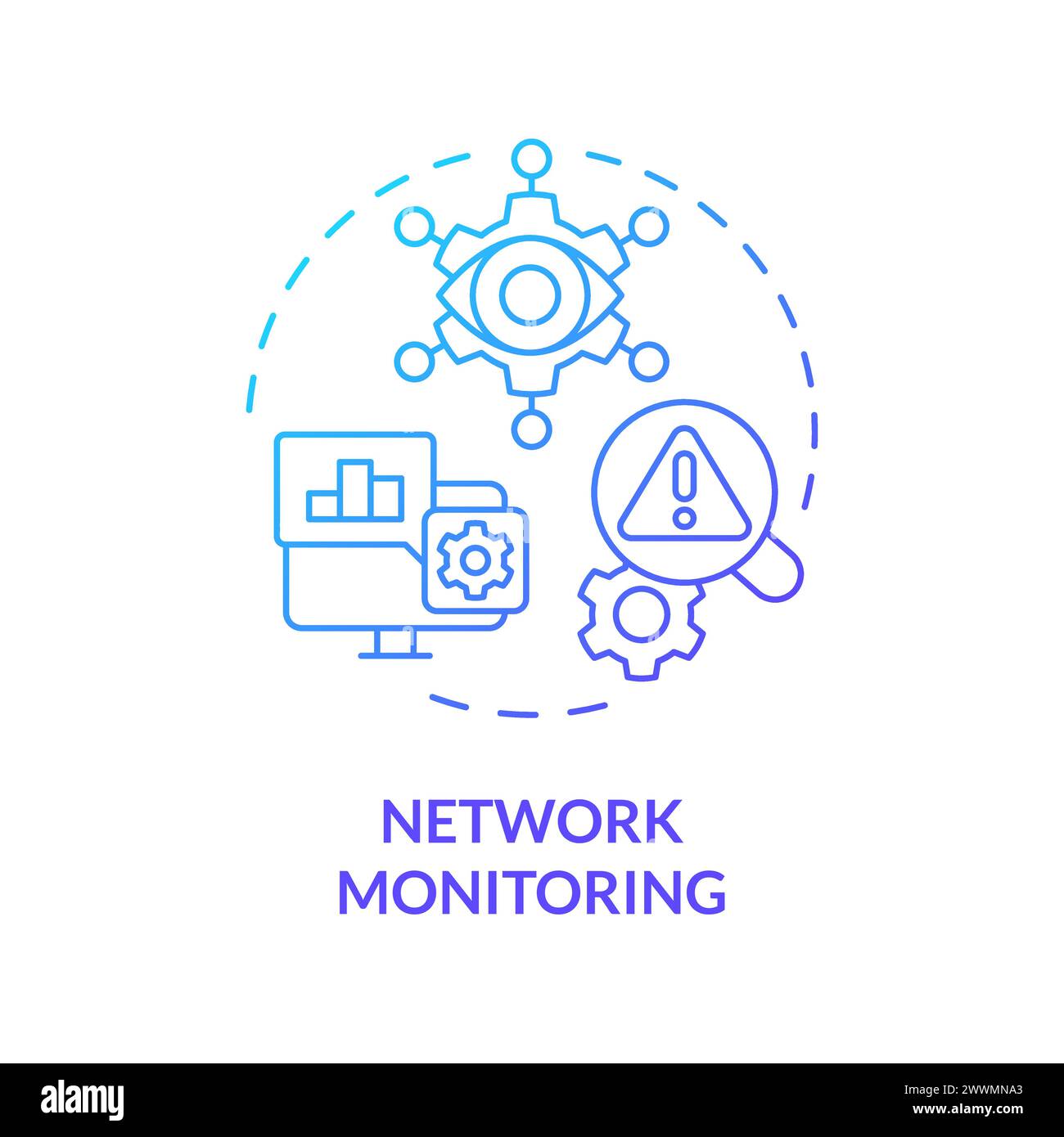 Network monitoring blue gradient concept icon Stock Vector Image & Art ...