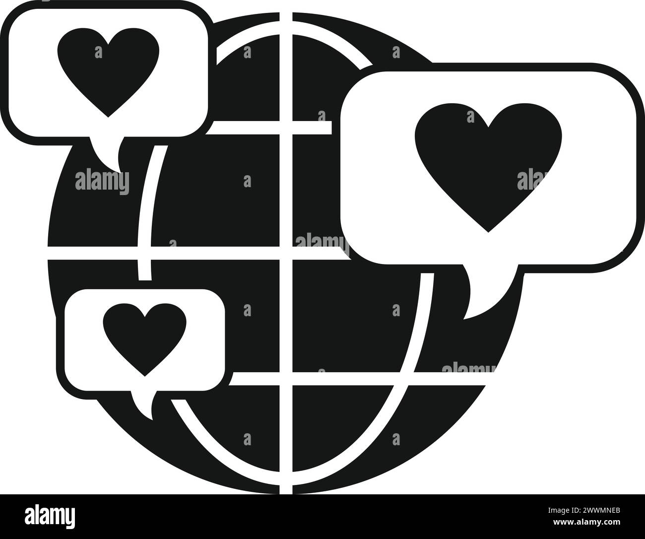 Global media content icon simple vector. Many likes post. International ...