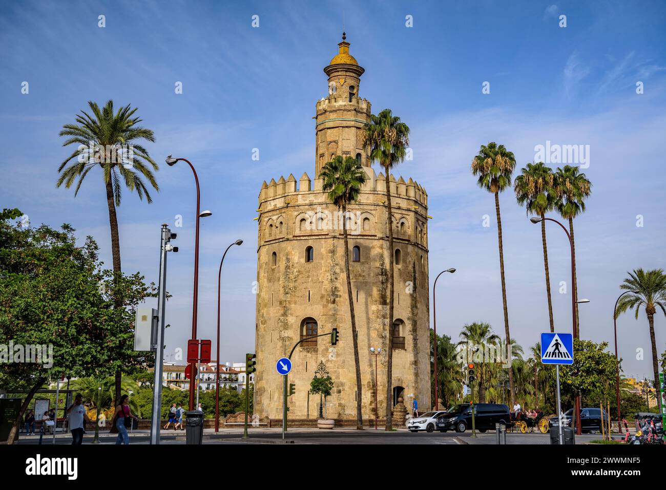 Torre del Oro tower, an emblematic monument next to the Guadalquivir ...