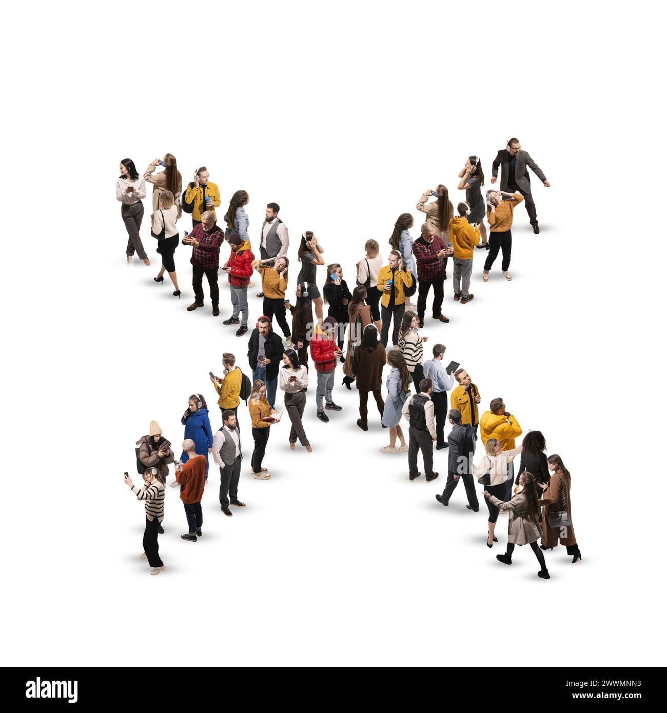 Contemporary art collage. Young people, students and workers, men and ...