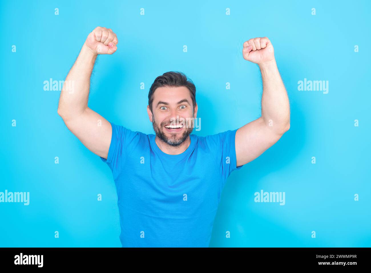 Emotional excited man with amazed expression. Human reaction and ...