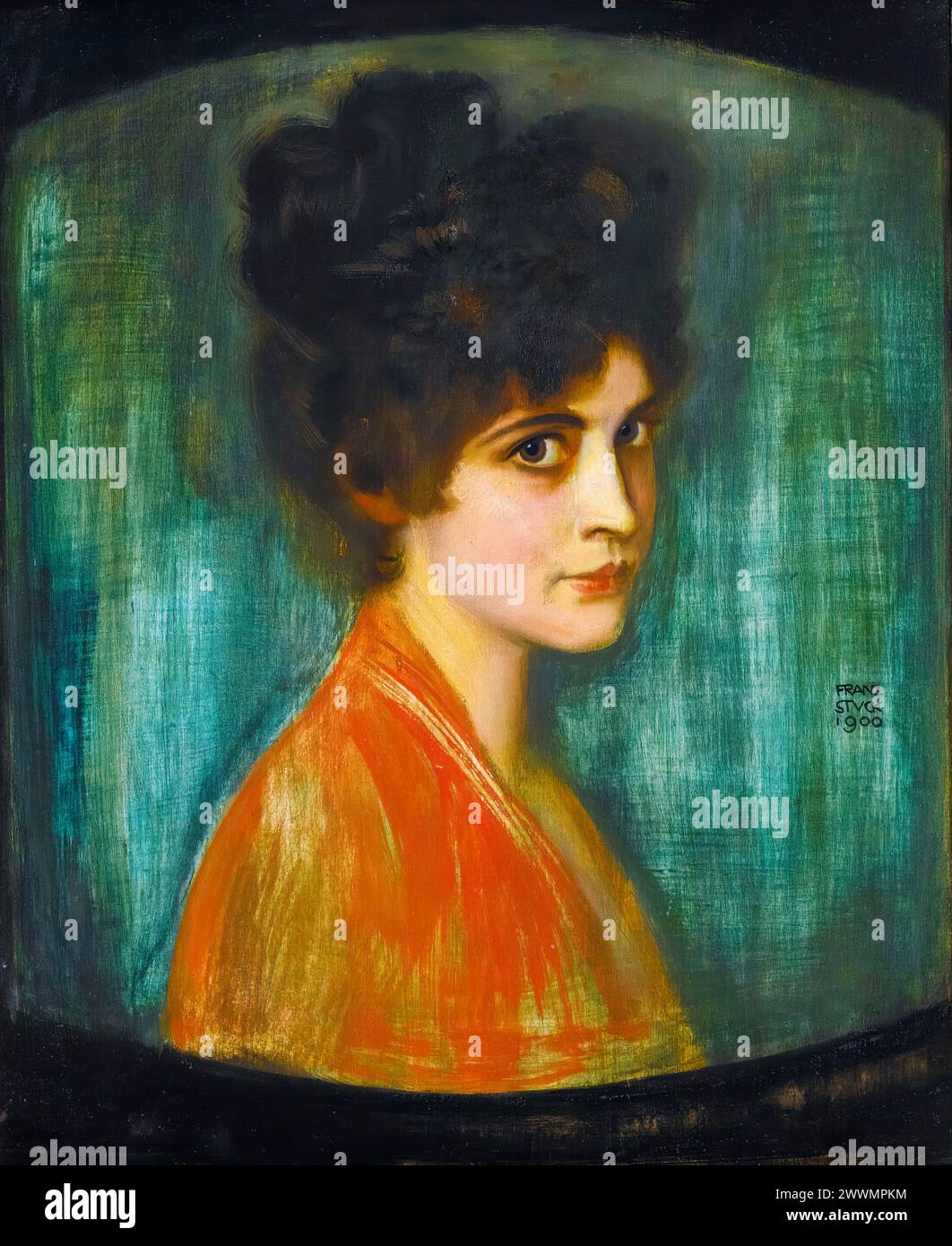 Franz von Stuck, Frau Feez, portrait painting in oil on panel, 1900 ...