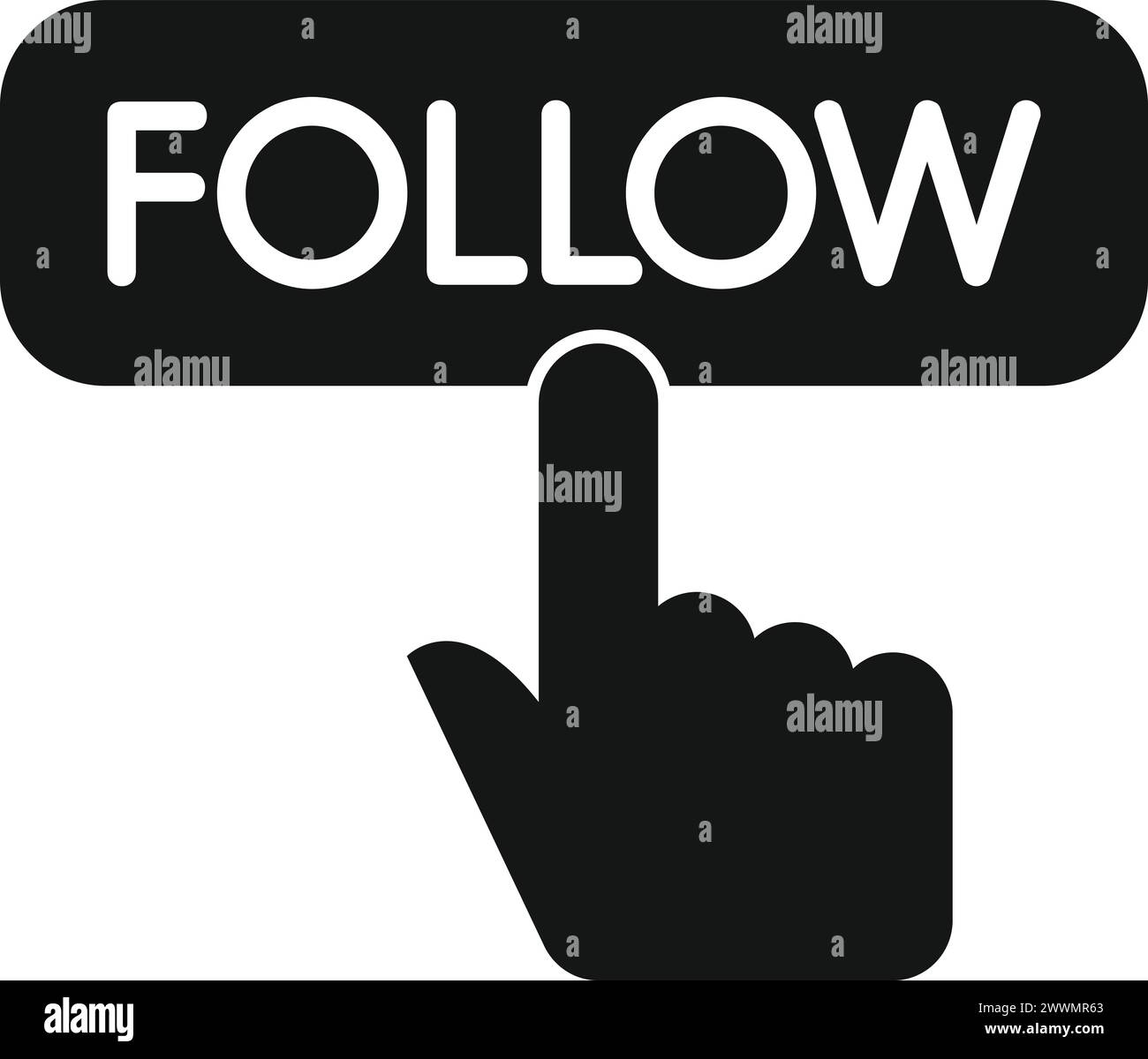 Follow click button icon simple vector. New popular page. Web content ...