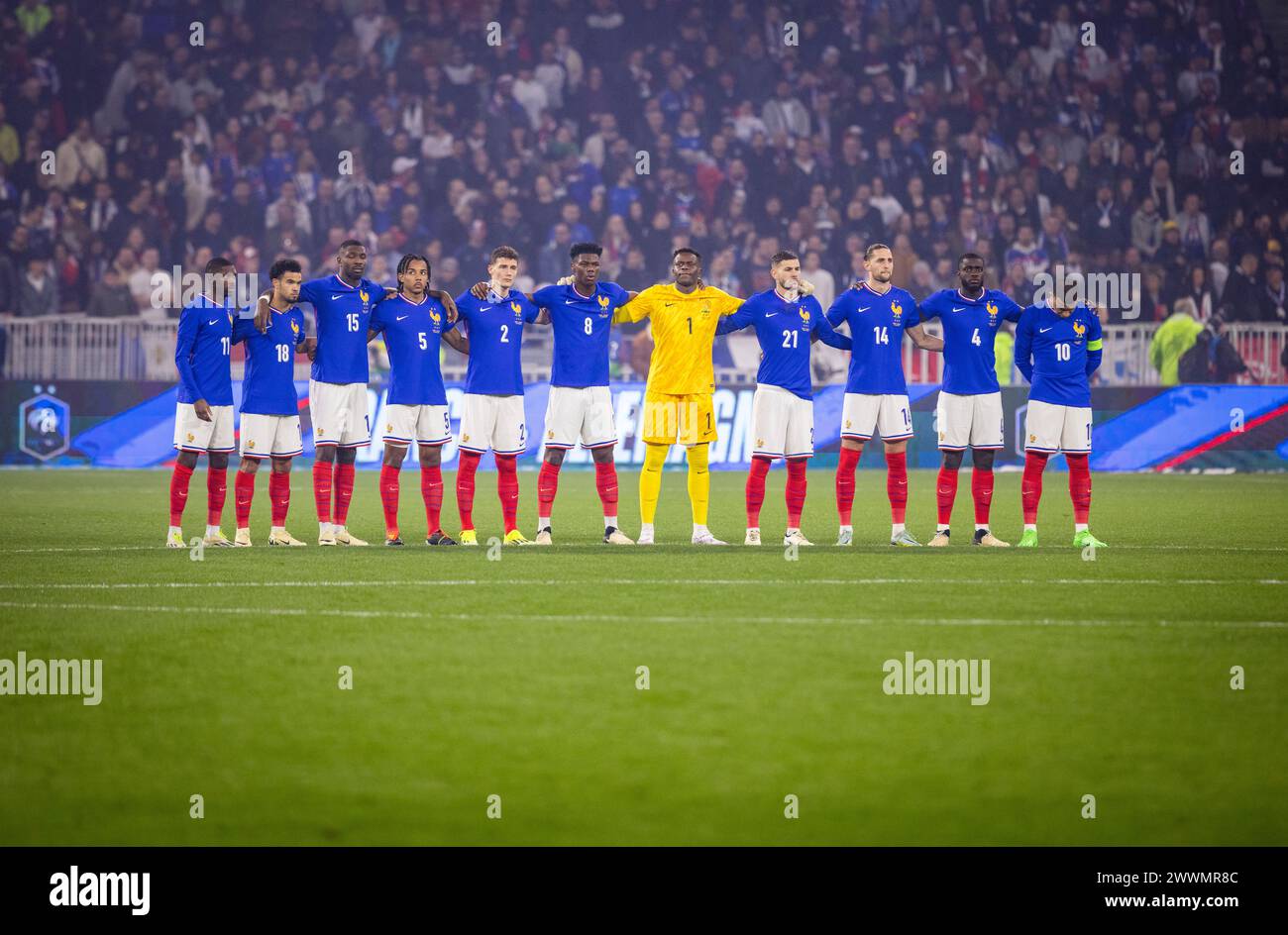 Lyon, France. 23rd Mar 2024. Ousmane Dembele (FRA), Warren Zaire-Emery ...
