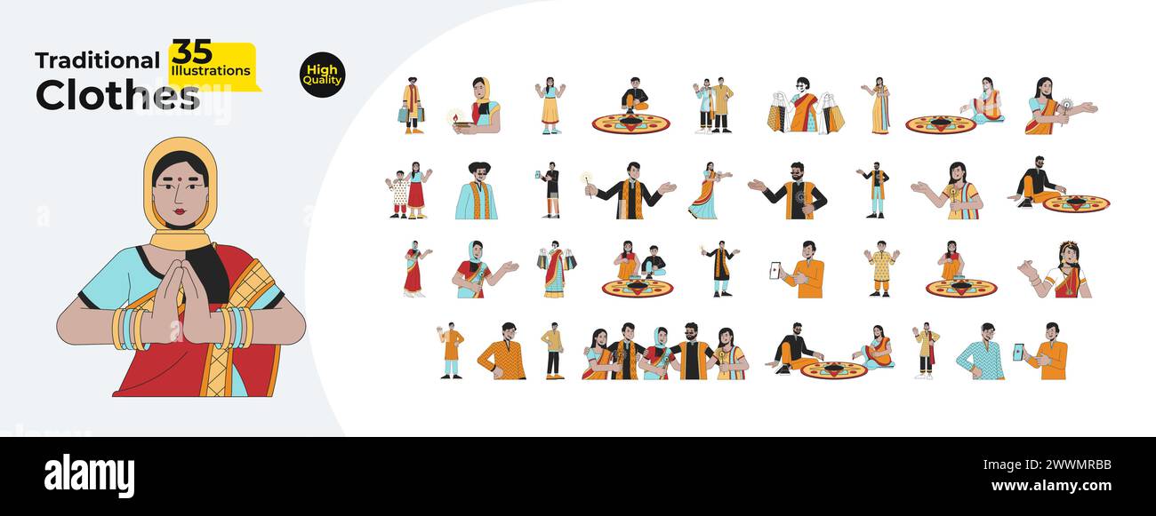 South indian family diwali shopping Stock Vector Images - Alamy