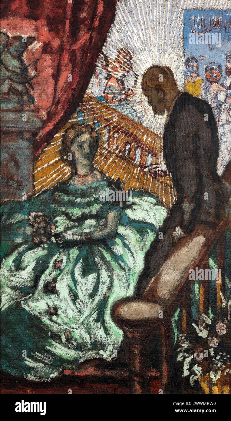 Romeo and Juliet (after Adelaide Claxton), painting in oil on hessian ...