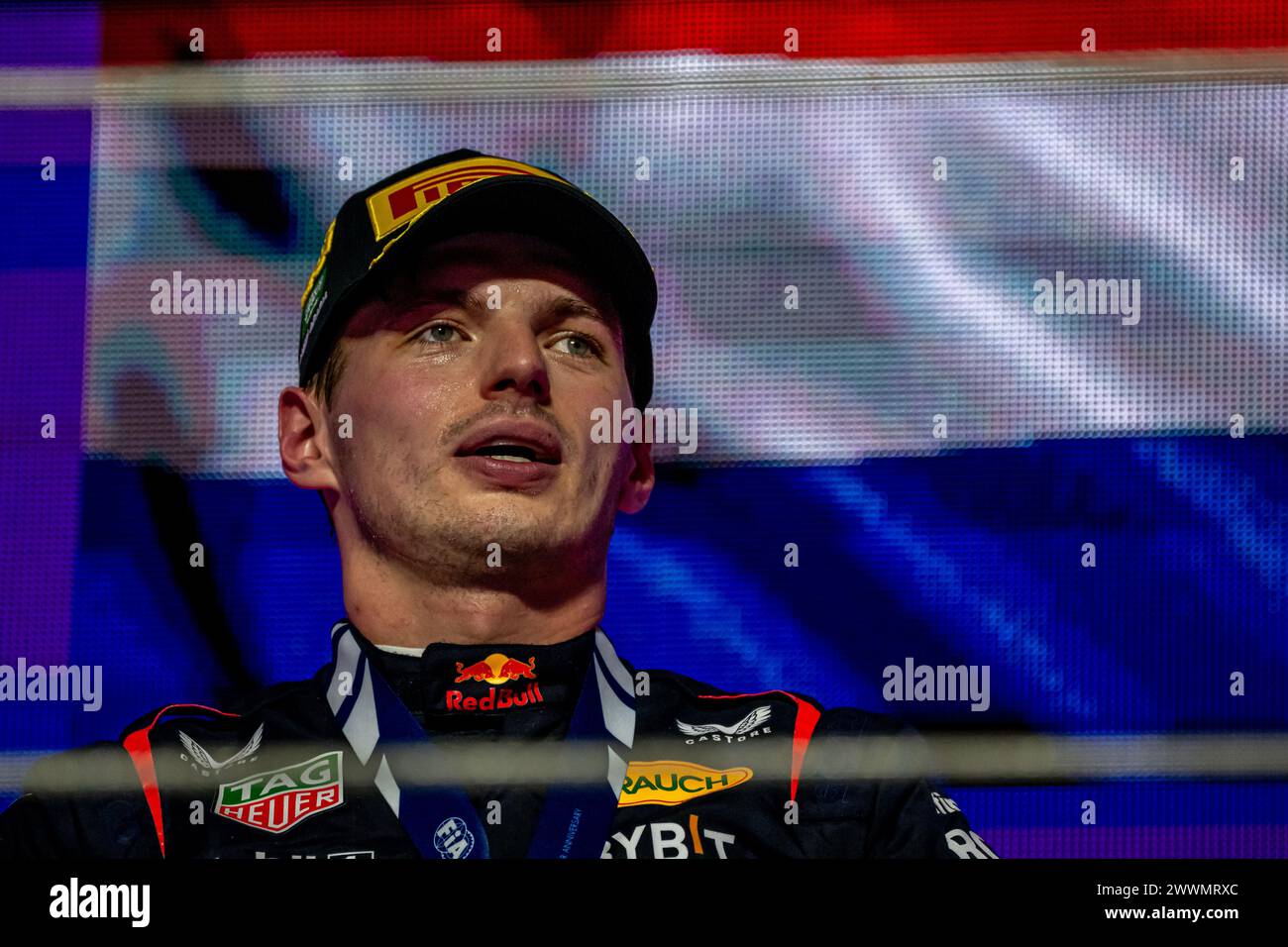 JEDDAH CORNICHE CIRCUIT, SAUDI ARABIA - MARCH 09: Max Verstappen, Red Bull Racing RB19 during ...