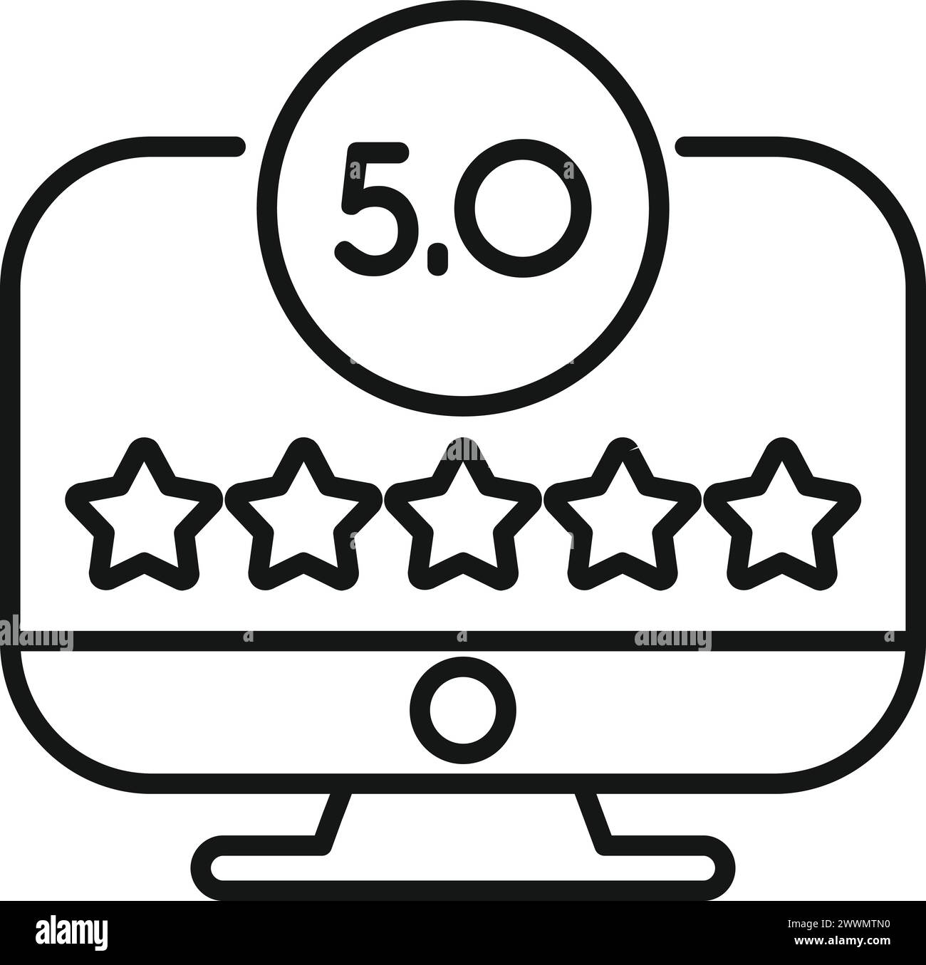 Five star rating online icon outline vector. Button star patron. Scale ...