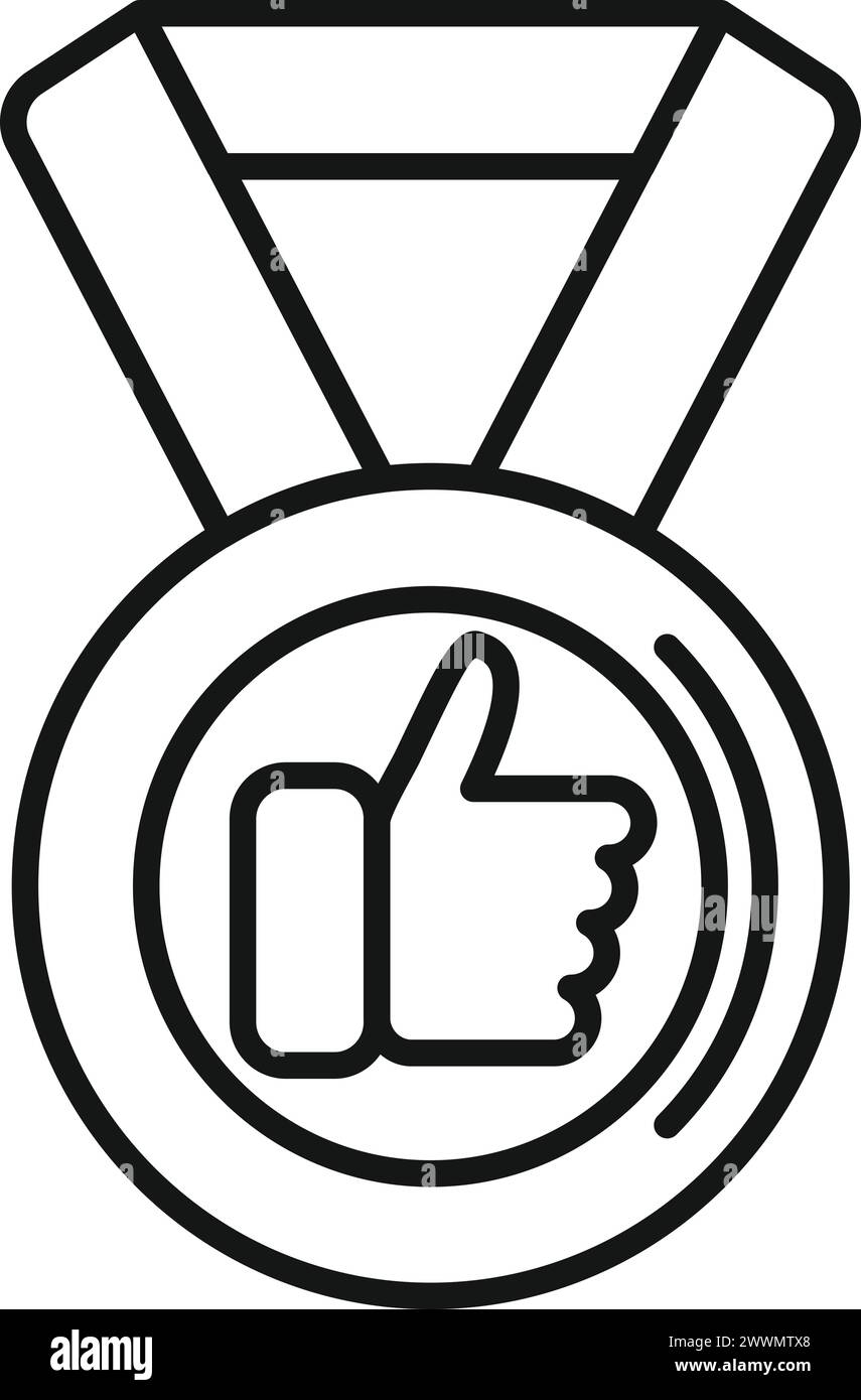 Good rating medal icon outline vector. Emotive user. Excellent survey ...