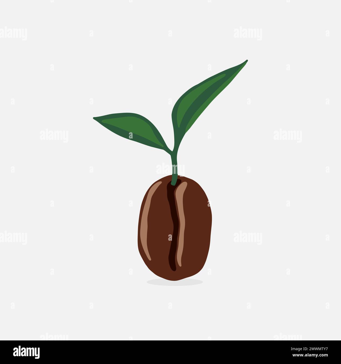 Coffee beans, sprout, leaves with fruit, logo design. Food, drink, hot ...