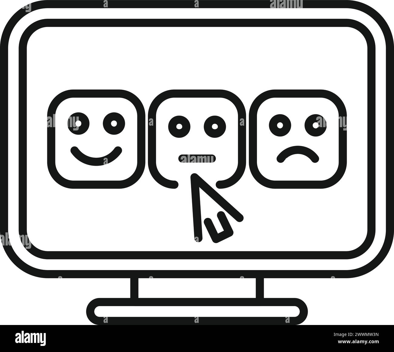 Good smiley faces online icon outline vector. Button rank. Angry poor ...
