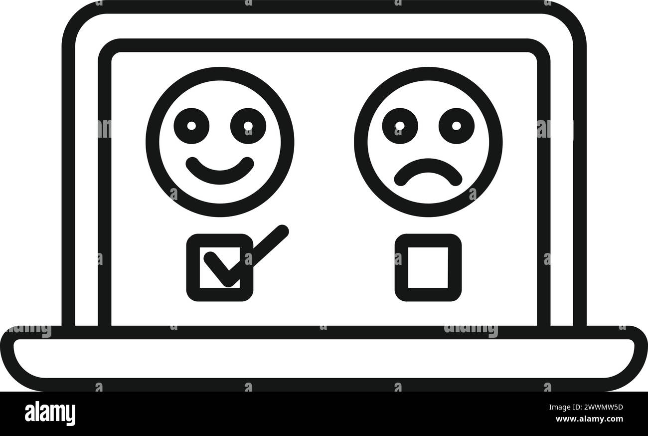 Gauge scale laptop emoji icon outline vector. Online survey user ...