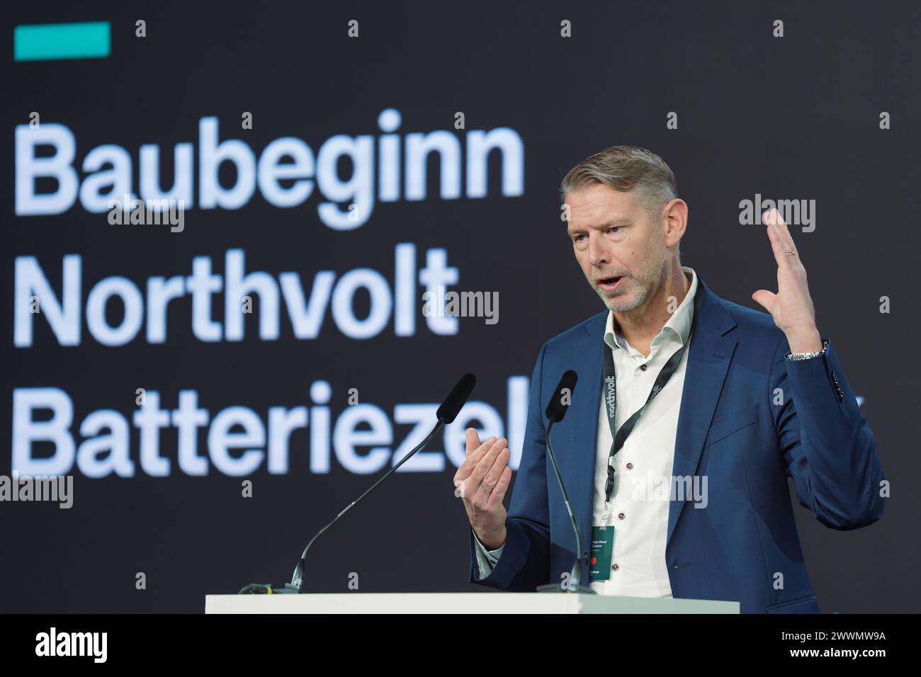 Hedwigenkoog, Germany. 25th Mar, 2024. Peter Carlsson, CEO of Northvolt ...
