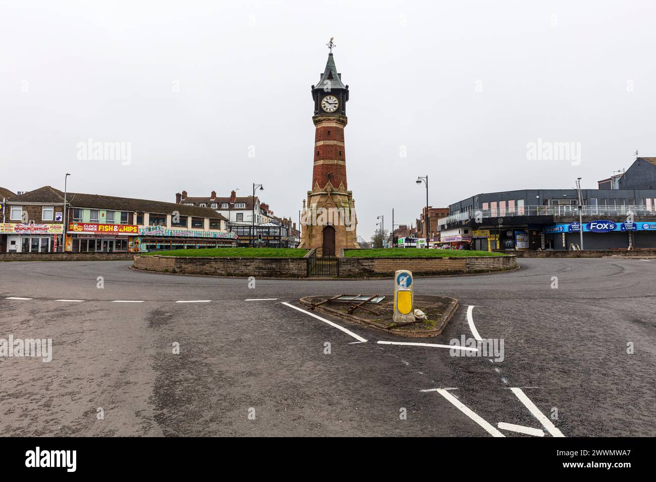 Skegness clock tower, clock tower, road, skegness, Lincolnshire, UK ...