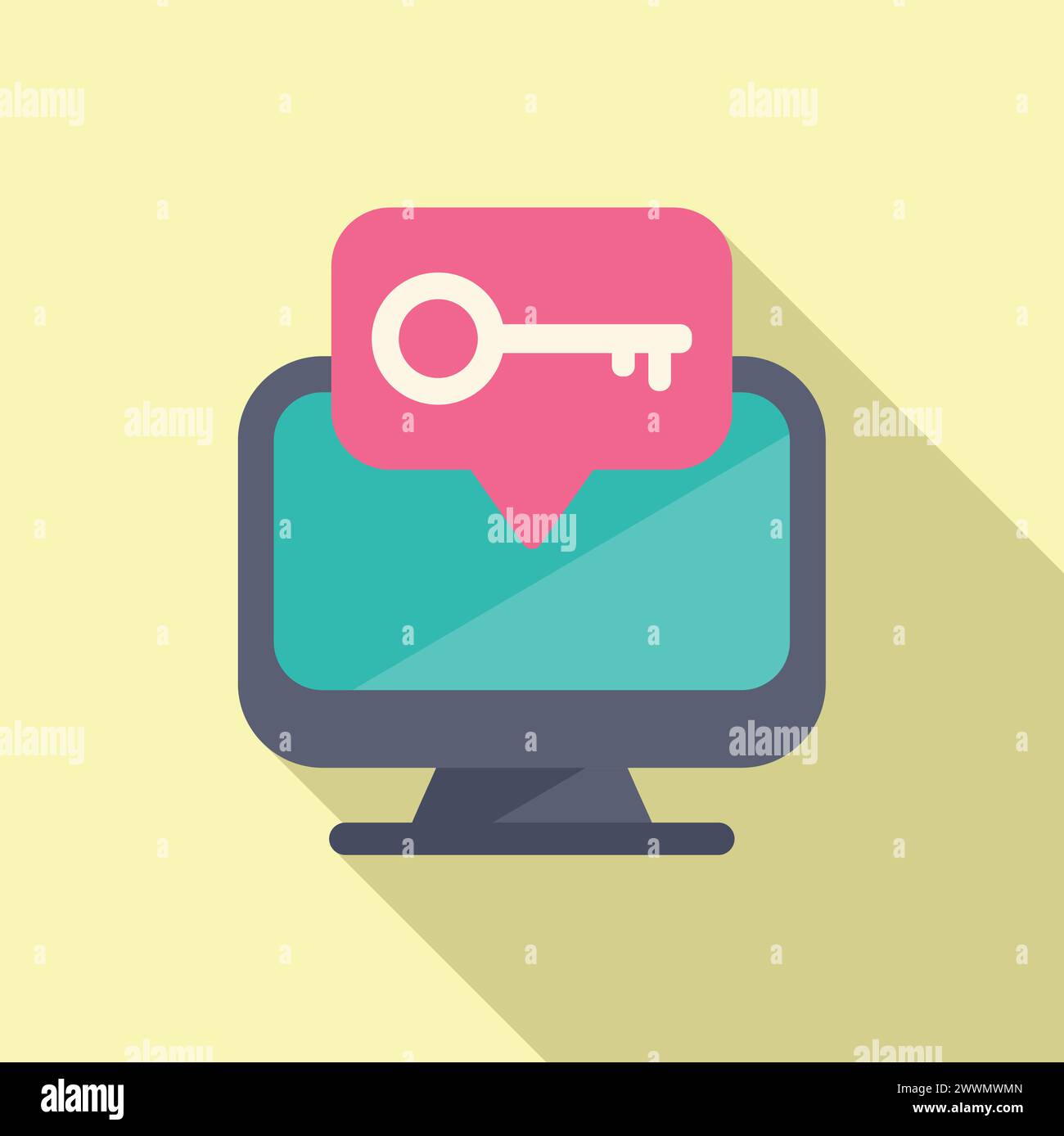 Computer Password Key Icon Flat Vector Code Mobile Register Verify