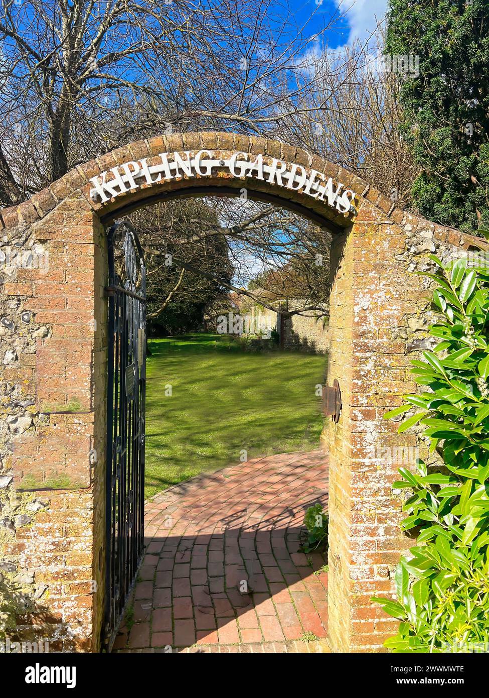 Entrance gates into Rudyard Kipling's a walled English Landscaped ...