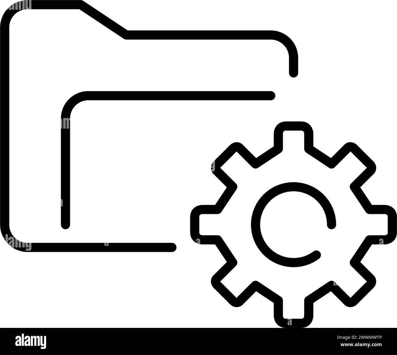 Folder and cogwheel. File organization, management and maintenance ...