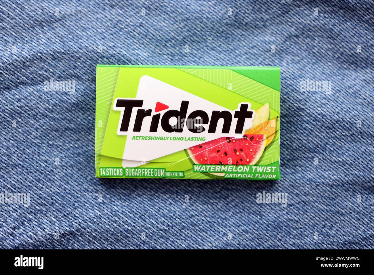 KYIV, UKRAINE - NOVEMBER 27, 2023 Trident chewing gum pack. Trident is ...