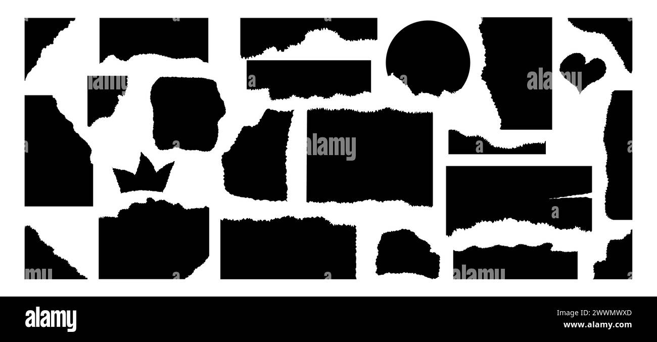 Set of torn paper pieces. Vector torn paper sheet for sticker, collage ...
