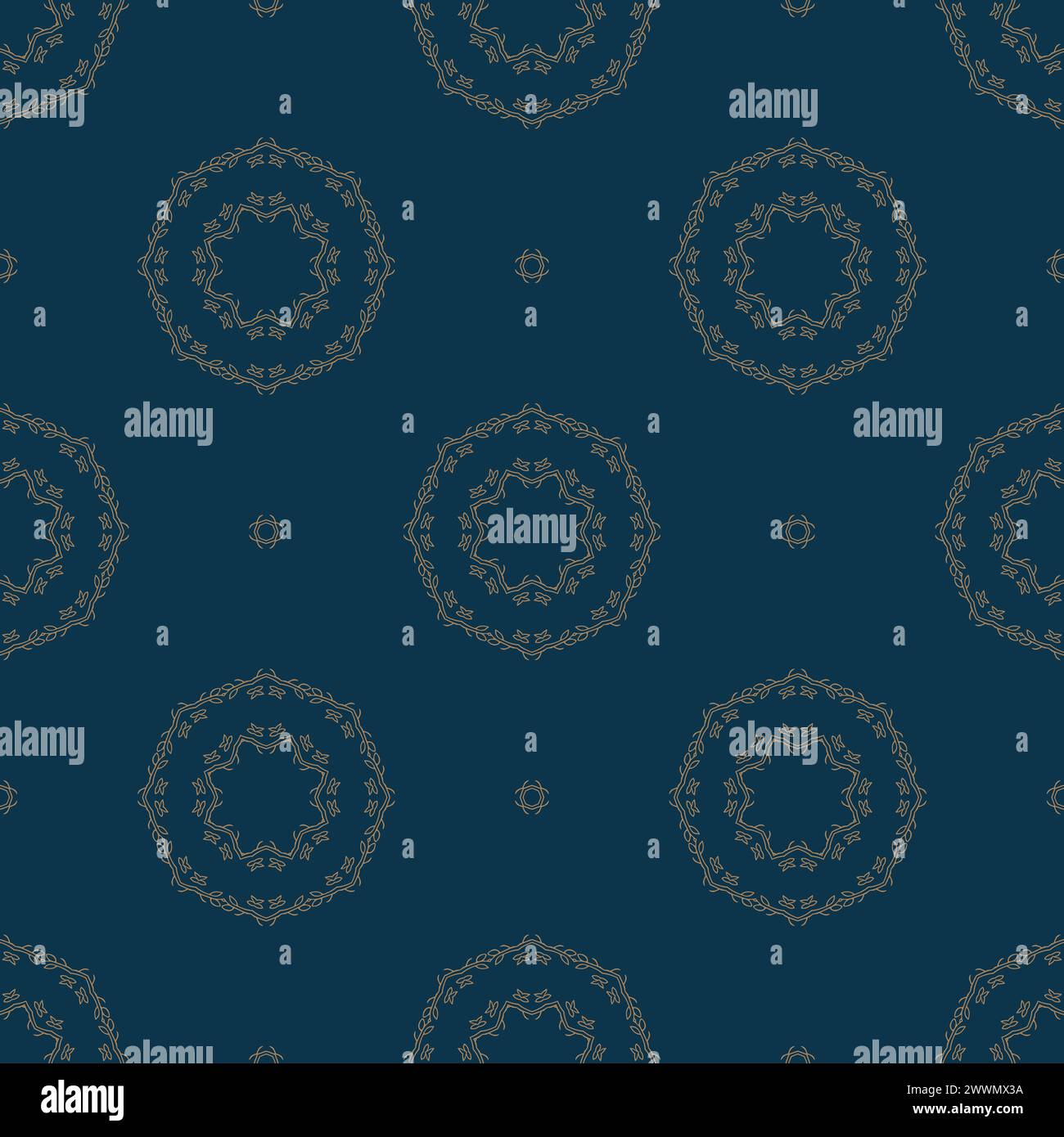 Blue and gold vintage seamless pattern. Floral ornamental luxury damask background. Elegance ...
