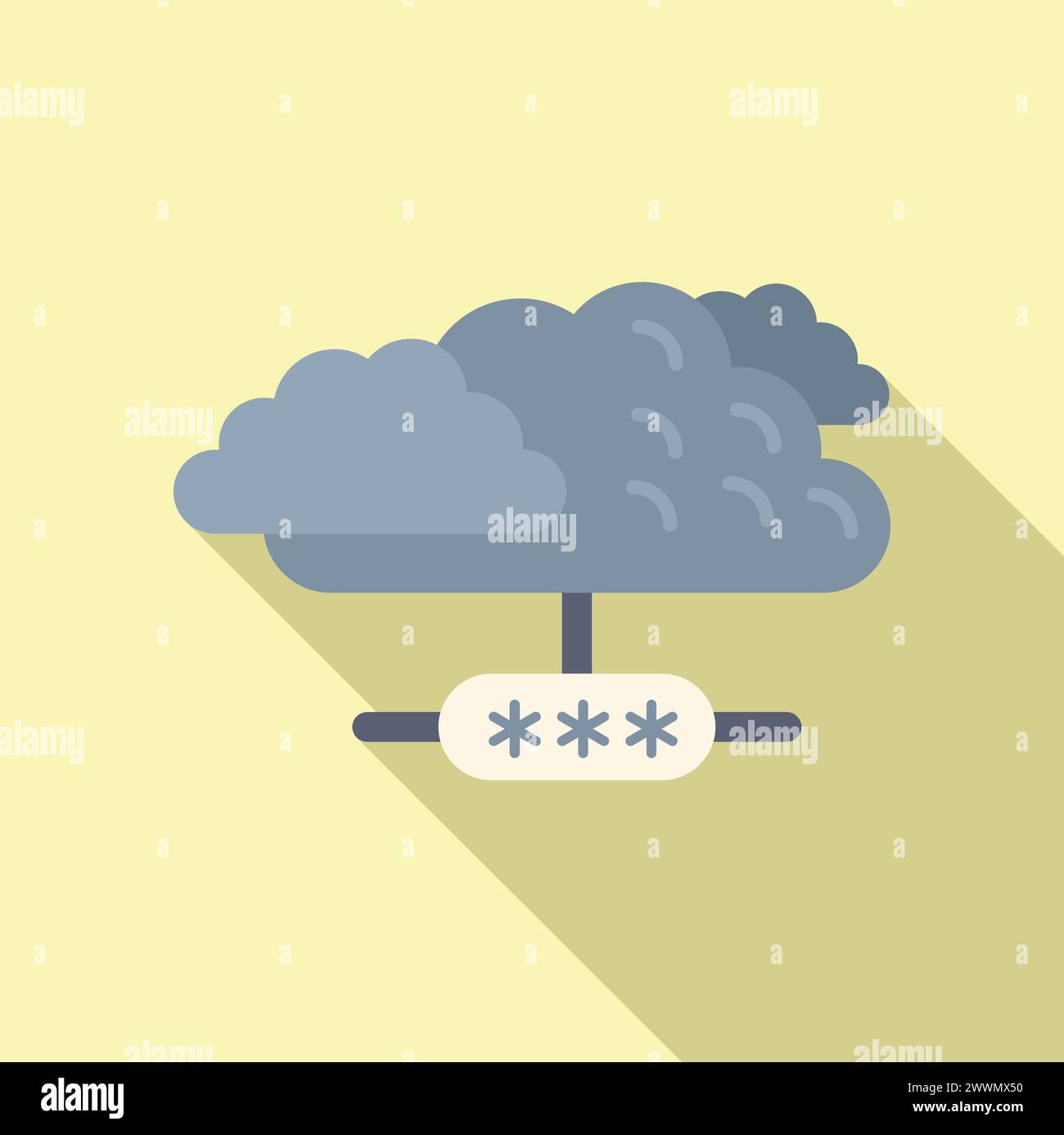 Cloud data access icon flat vector. Low step safe. Multi registration ...