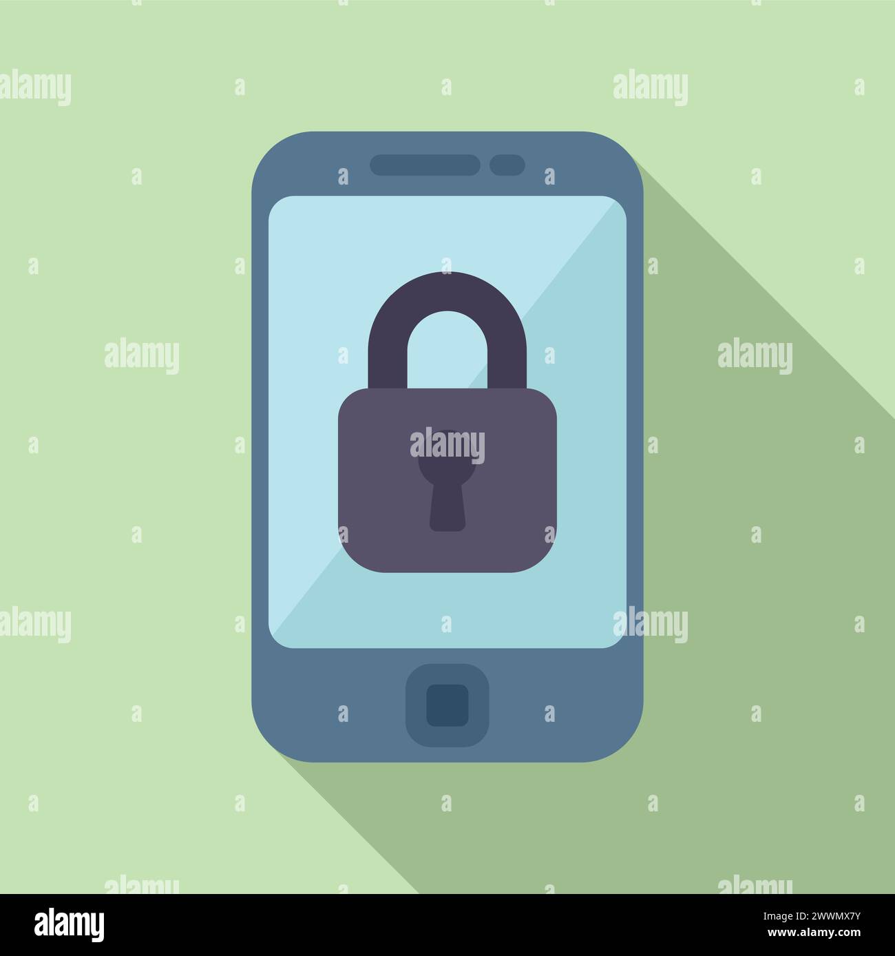 Lock Secured Phone Icon Flat Vector Id Process Multifactor Credential Passcode Stock Vector