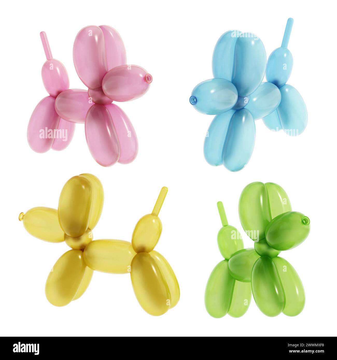 Balloon dogs with various color options isolated on white background ...