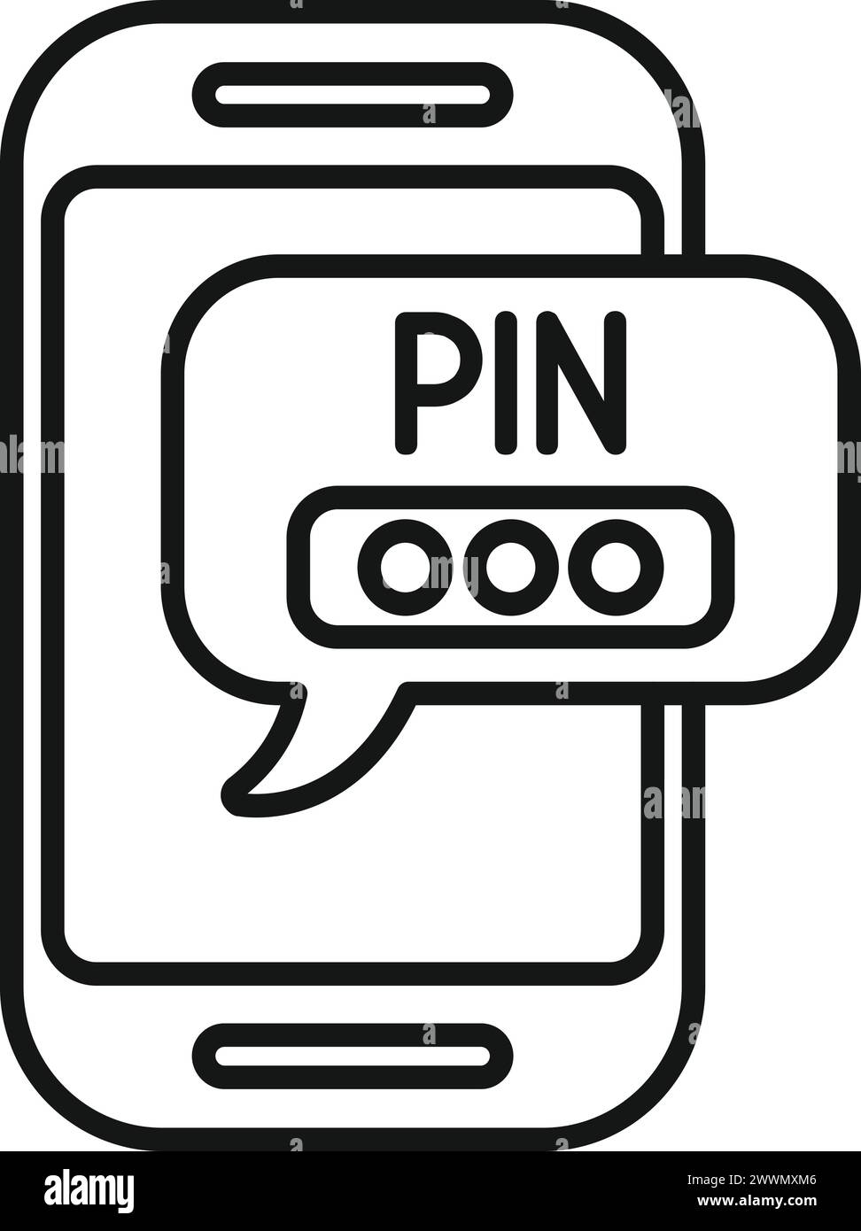 Pin lock smartphone icon outline vector. Id dual process. Multi ...
