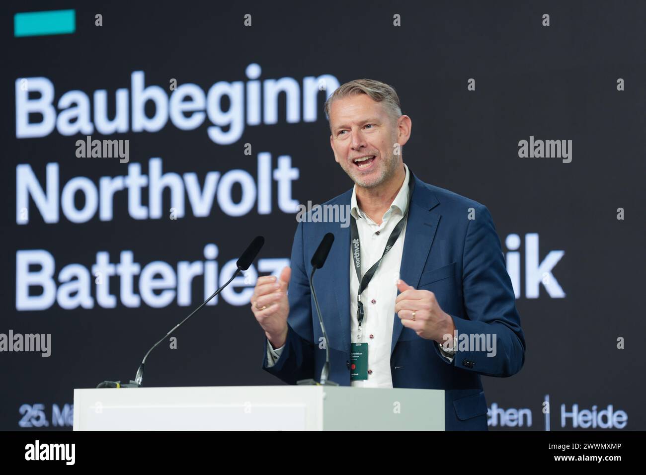Hedwigenkoog, Germany. 25th Mar, 2024. Peter Carlsson, CEO of Northvolt ...