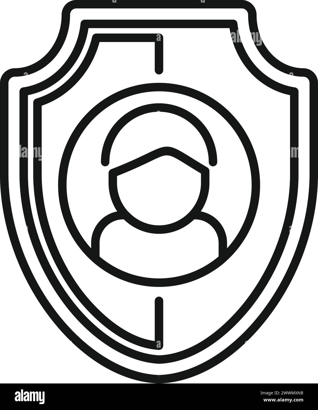 Secured user shield icon outline vector. Two factor authentication ... Secured user shield icon outline vector. Two factor authentication ...