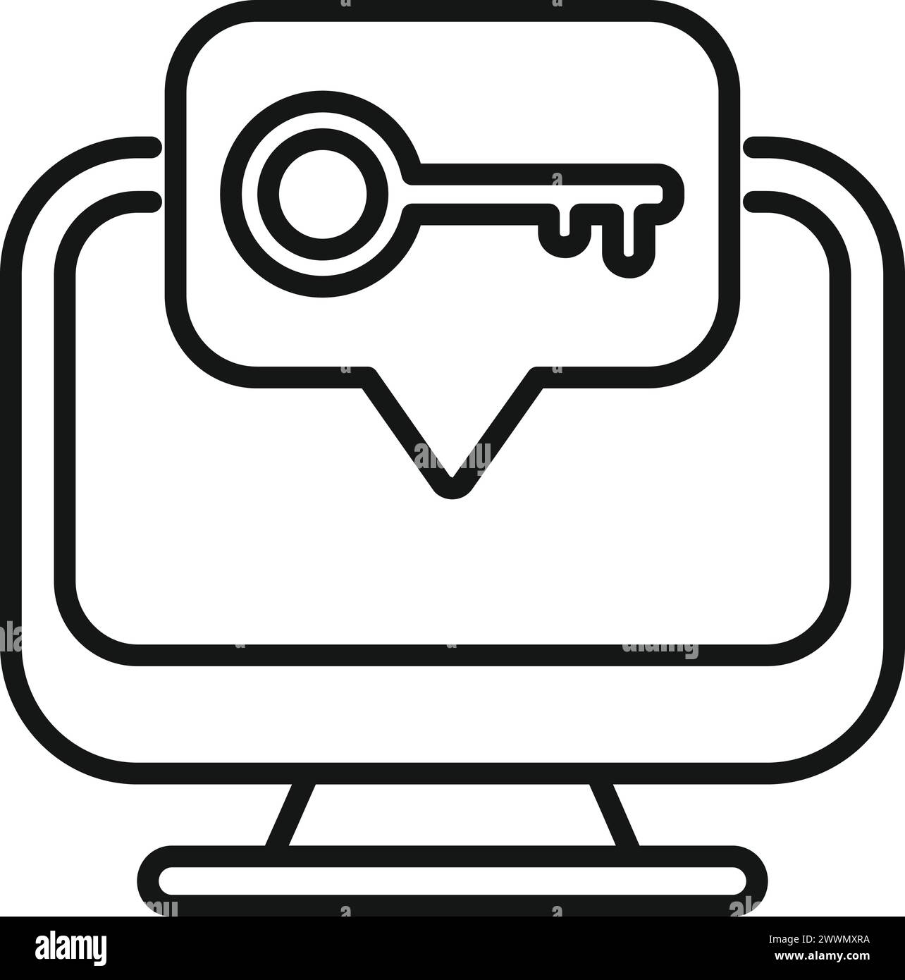 Computer Password Key Icon Outline Vector Code Mobile Register Verify Step Stock Vector Image