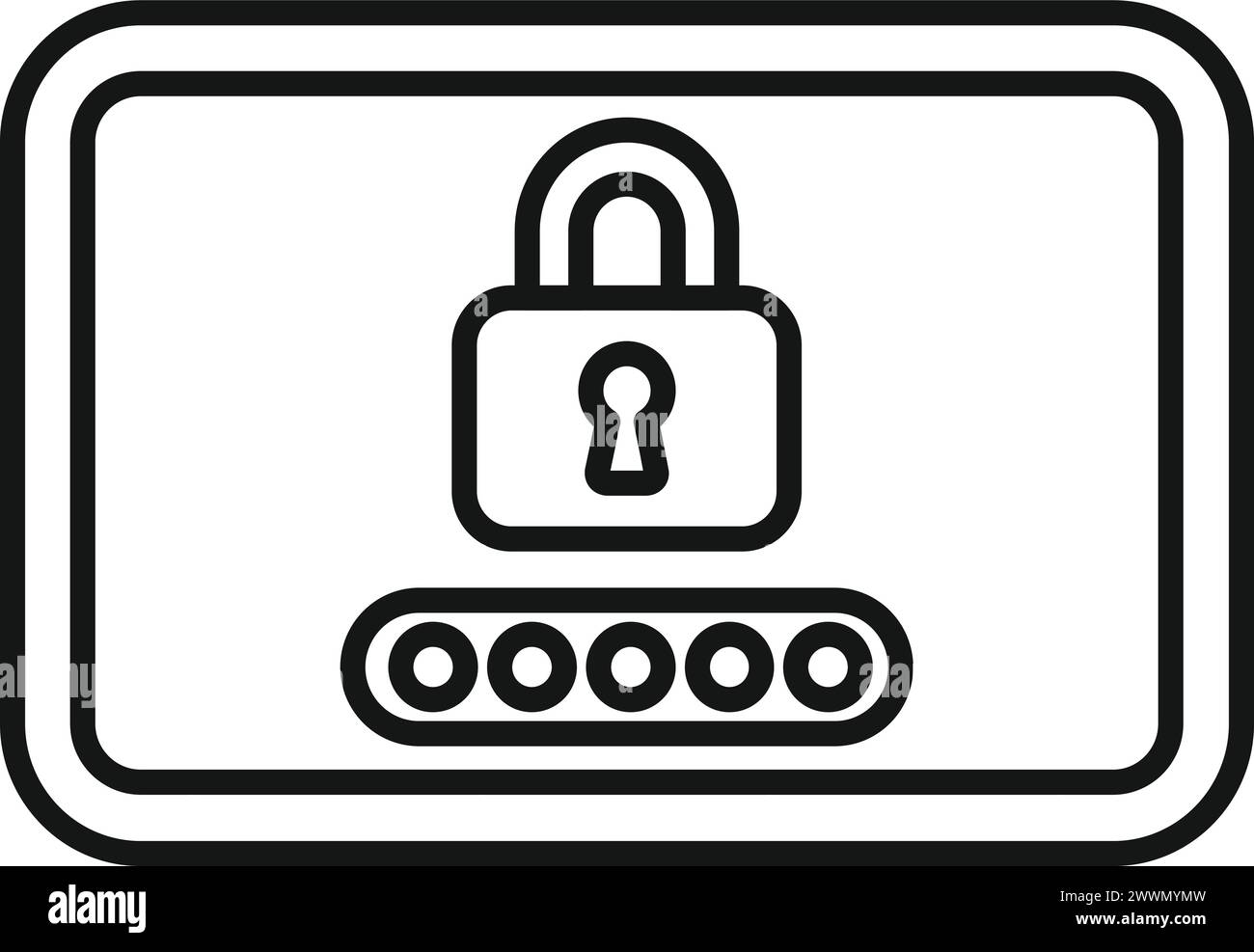 Tablet Enter Passcode Icon Outline Vector Access Computer Login Verify Step Stock Vector Image