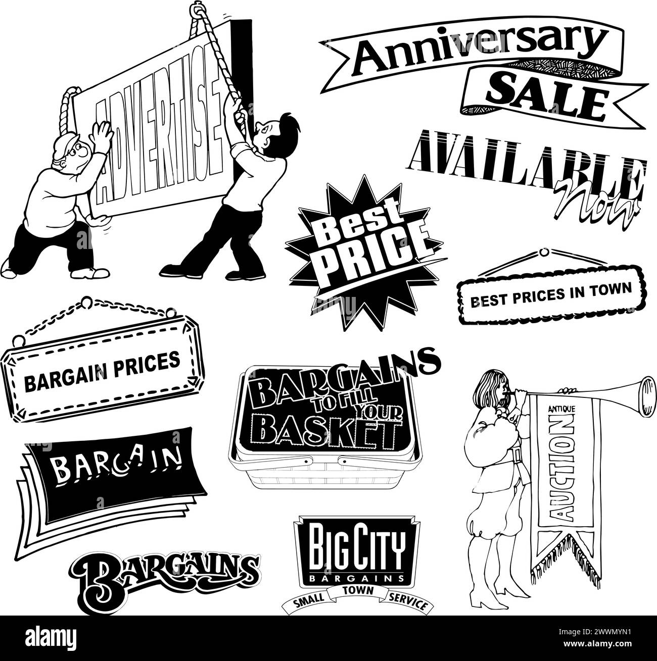 Sales labels icons set, marketing vector pictograms collection Stock ...