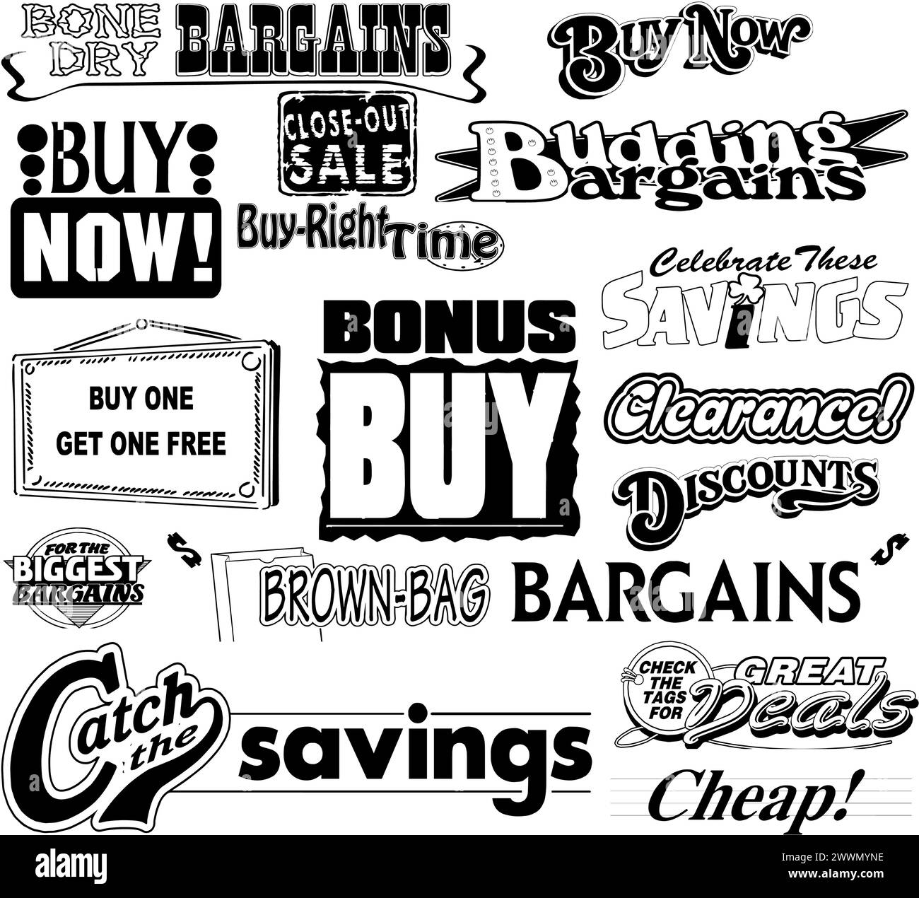 Sales labels icons set, marketing vector pictograms collection Stock ...