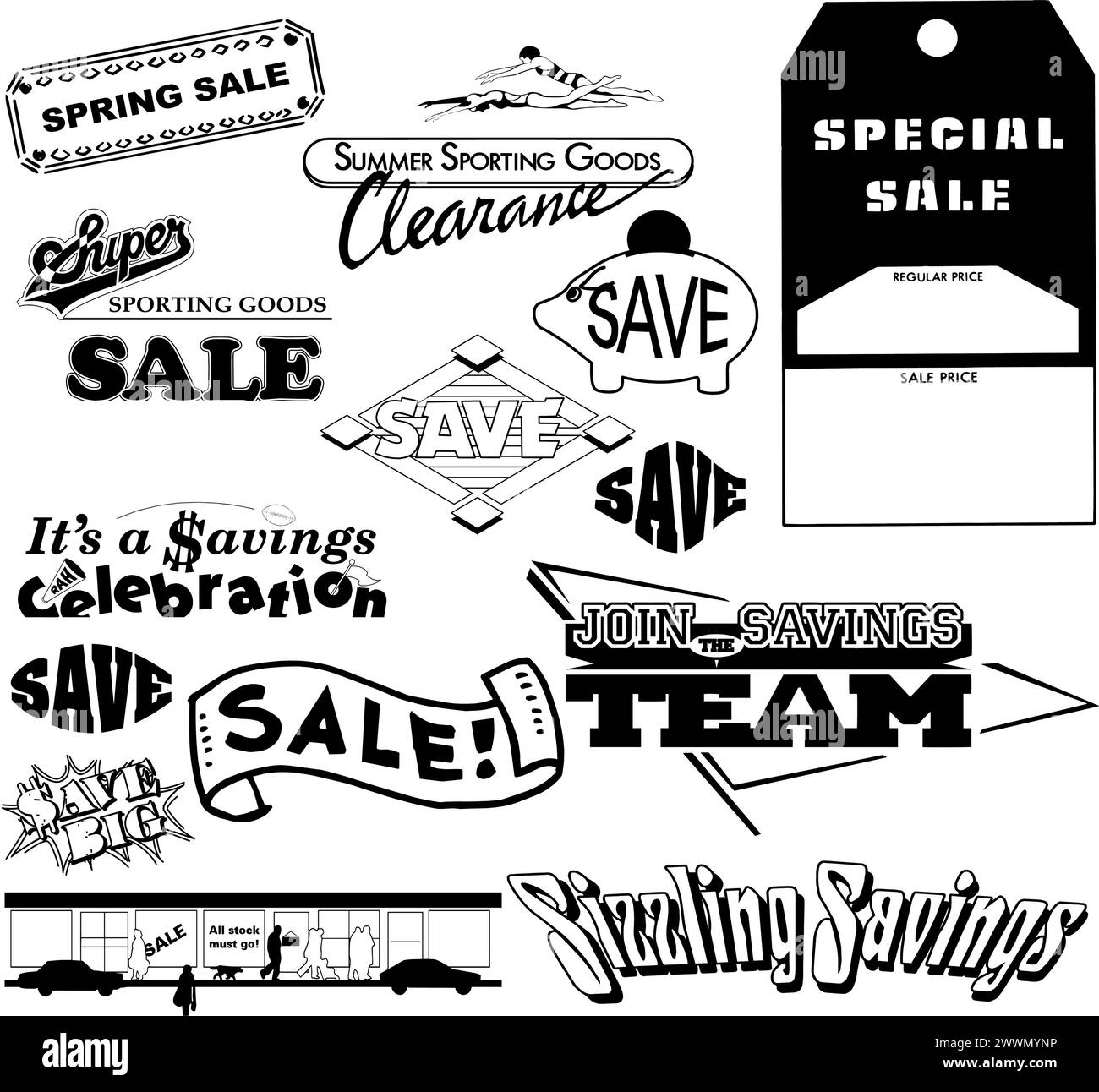 Sales labels icons set, marketing vector pictograms collection Stock ...