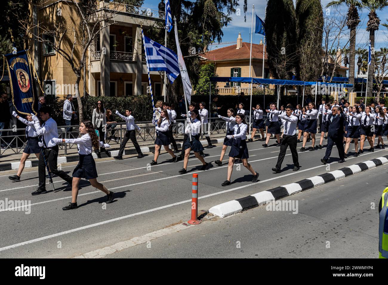 Nicosia, Nicosia, Cyprus. 25th Mar, 2024. The student parade for the ...
