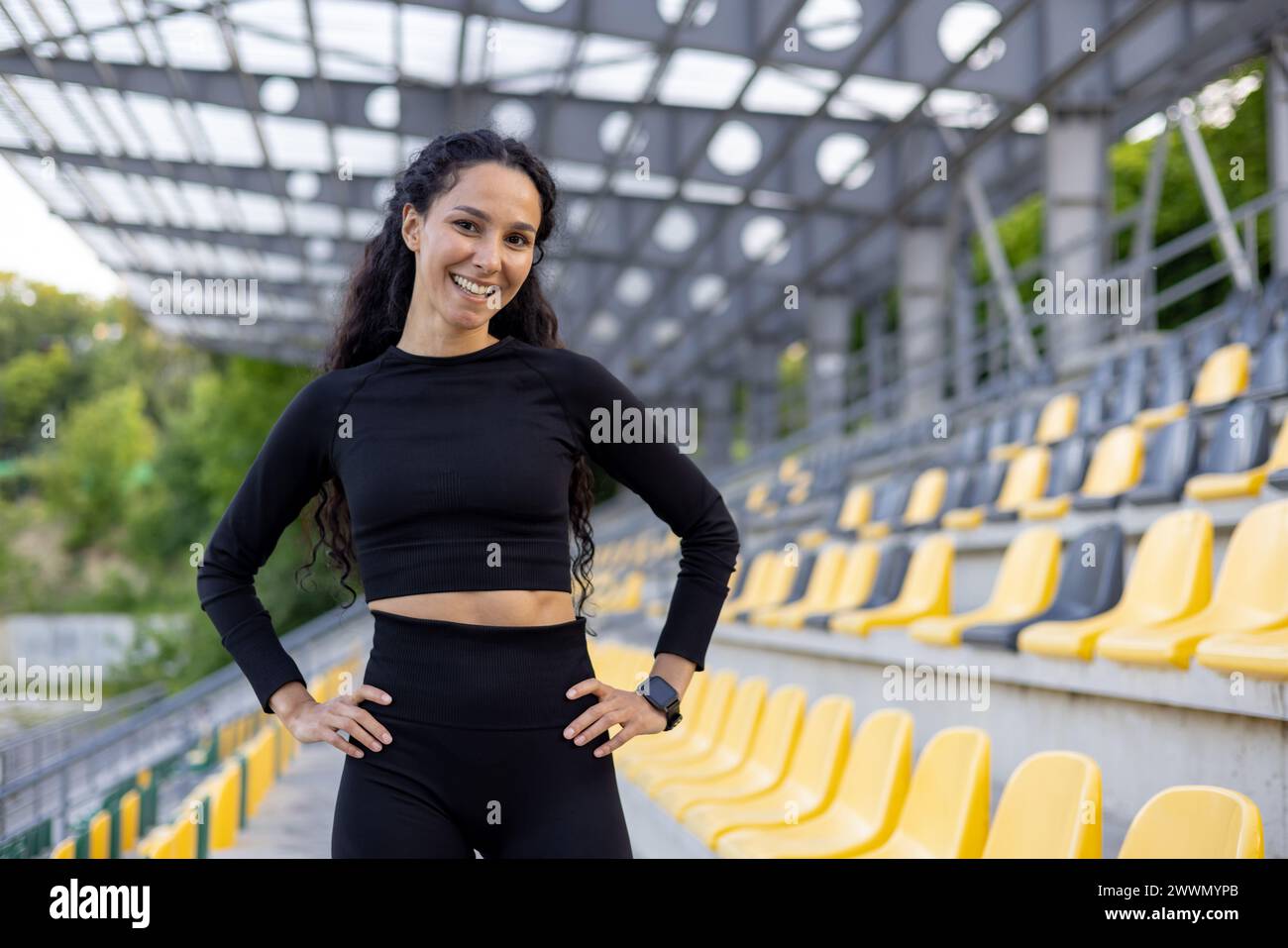 Active athletic woman stands hi-res stock photography and images - Alamy
