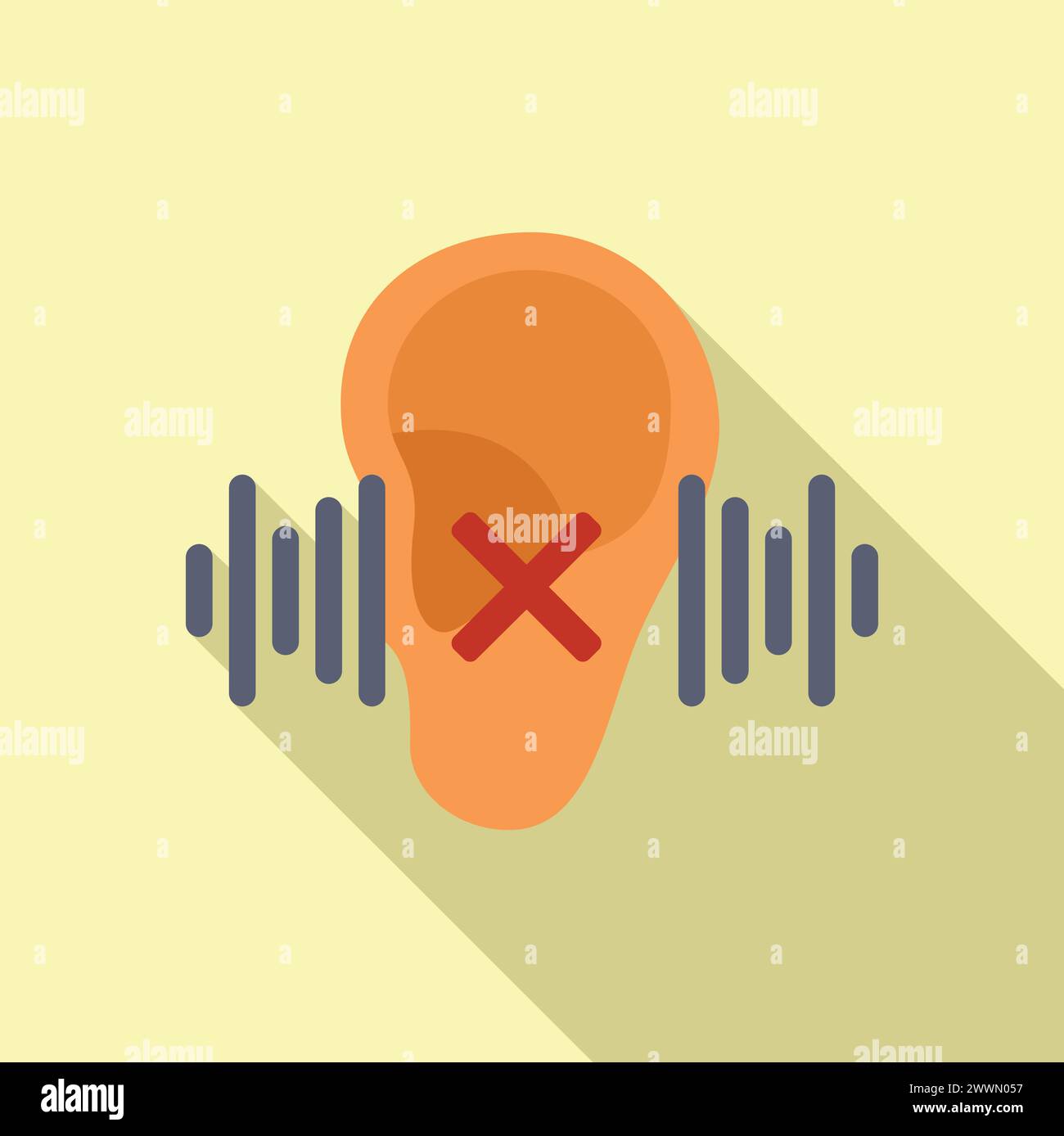 Ear deafness icon flat vector. Hearing aid help. Method sign ...